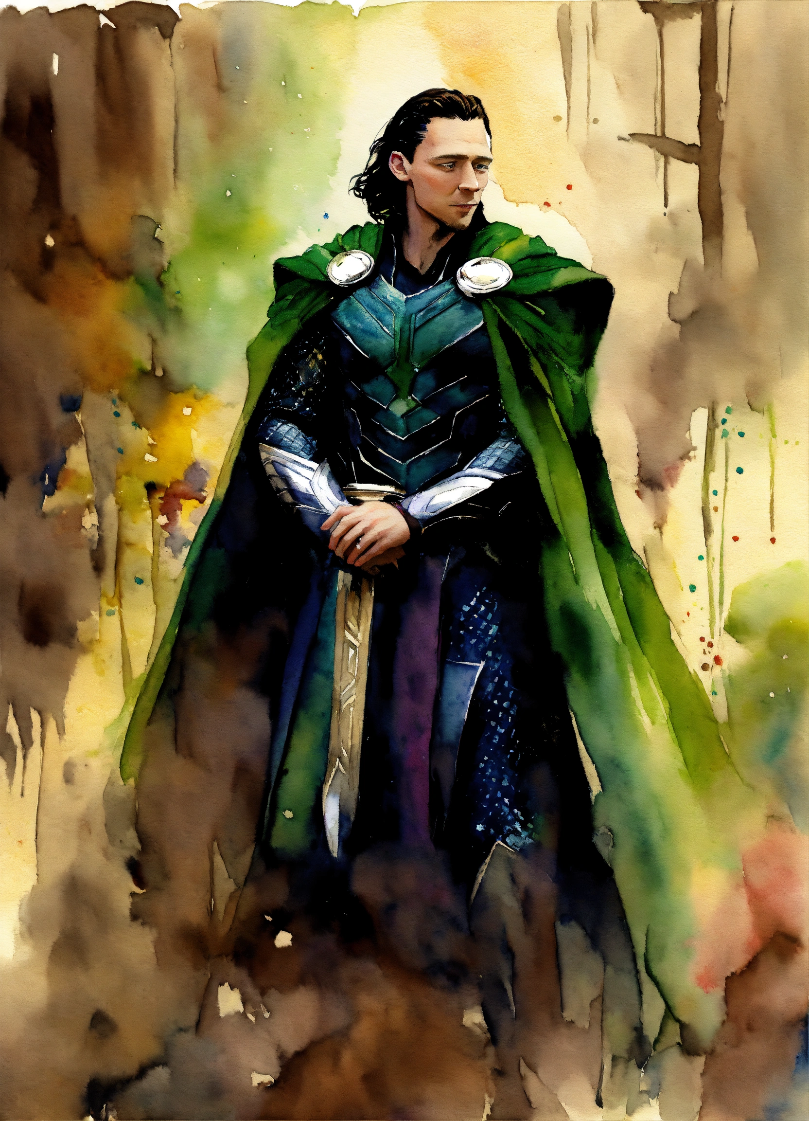 Lexica - Loki Laufeyson Tom Hiddleston and Thor Odinson watercolor