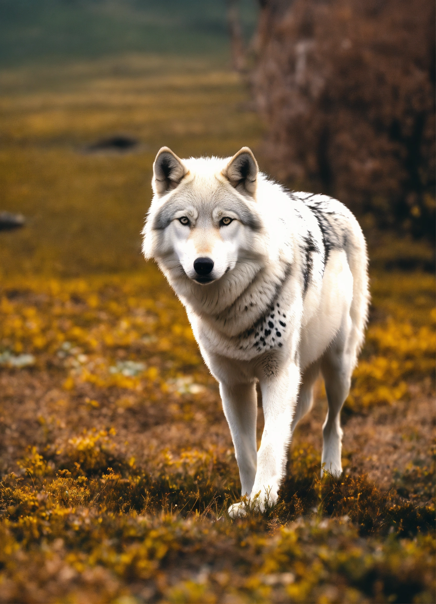 Lexica - A white wolf with a black spot that fades out on all sides ...