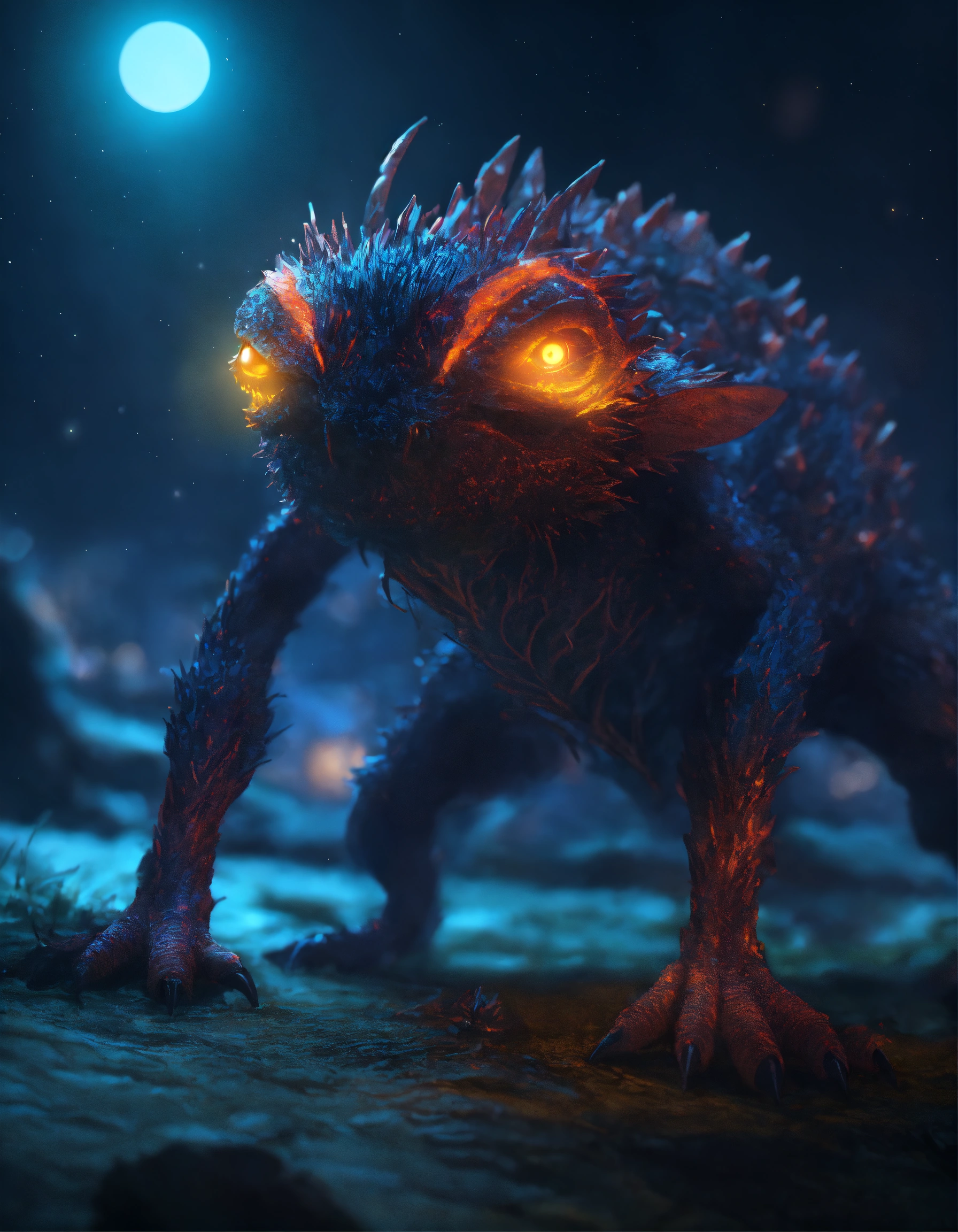 Lexica - A gentle monster with glowing eyes in the dark night, the ...