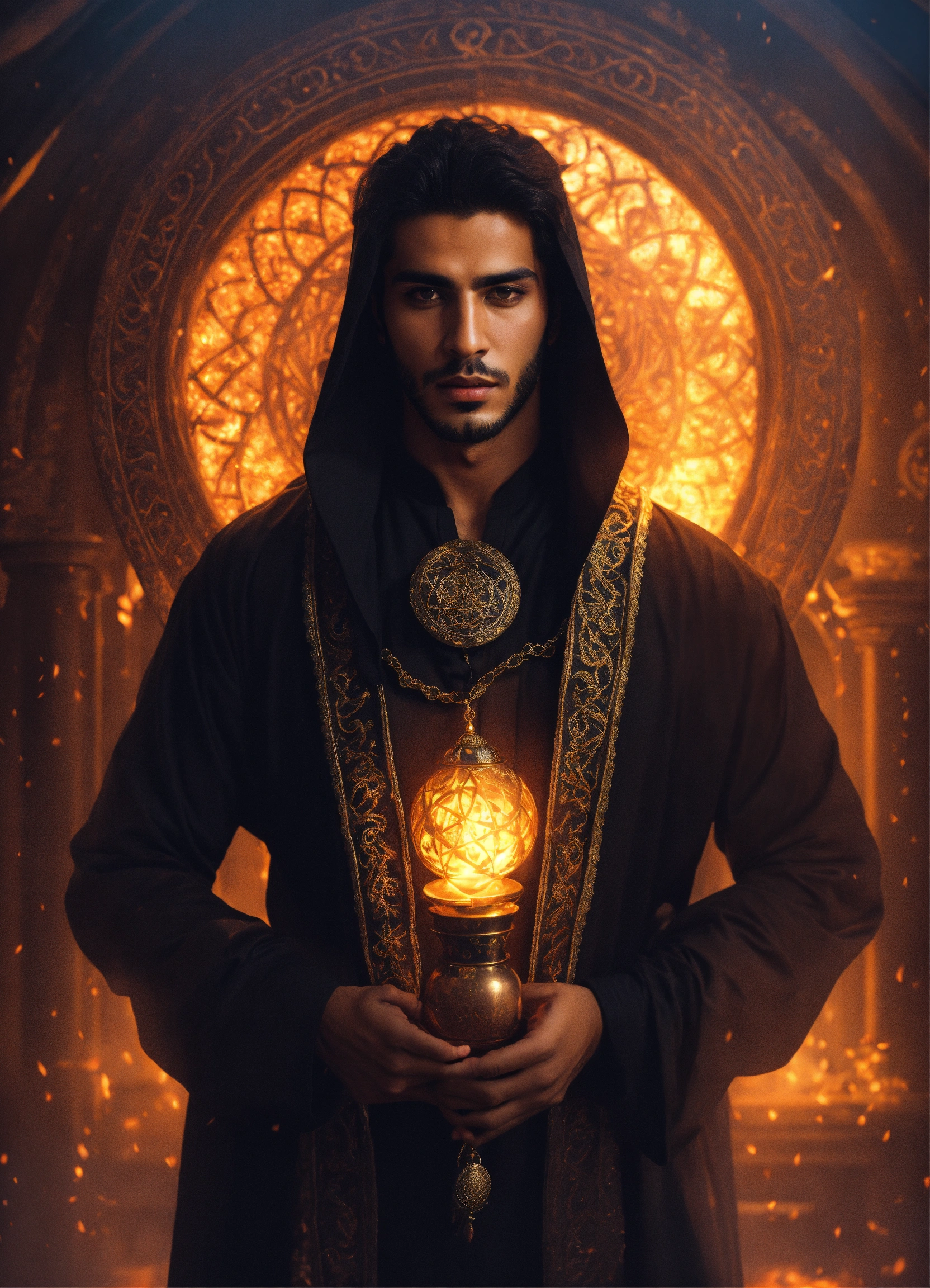 Lexica - Young handsome malevolent Arabic male sorcerer, dark, lavish ...