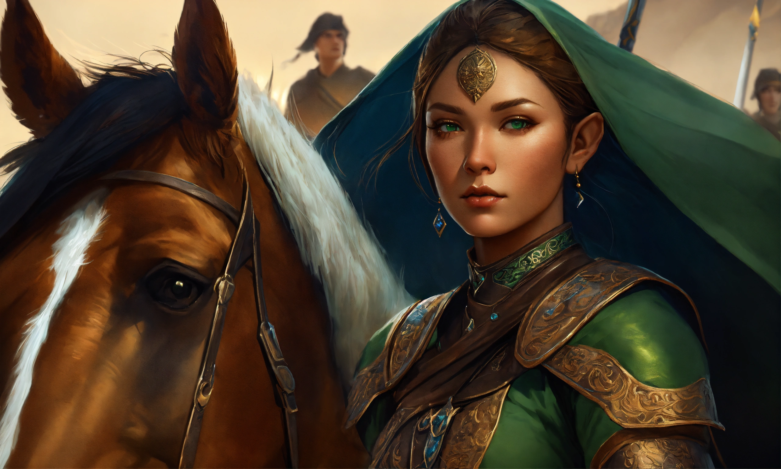 Lexica - Female Warrior elf based on timurid soldier, riding large ...