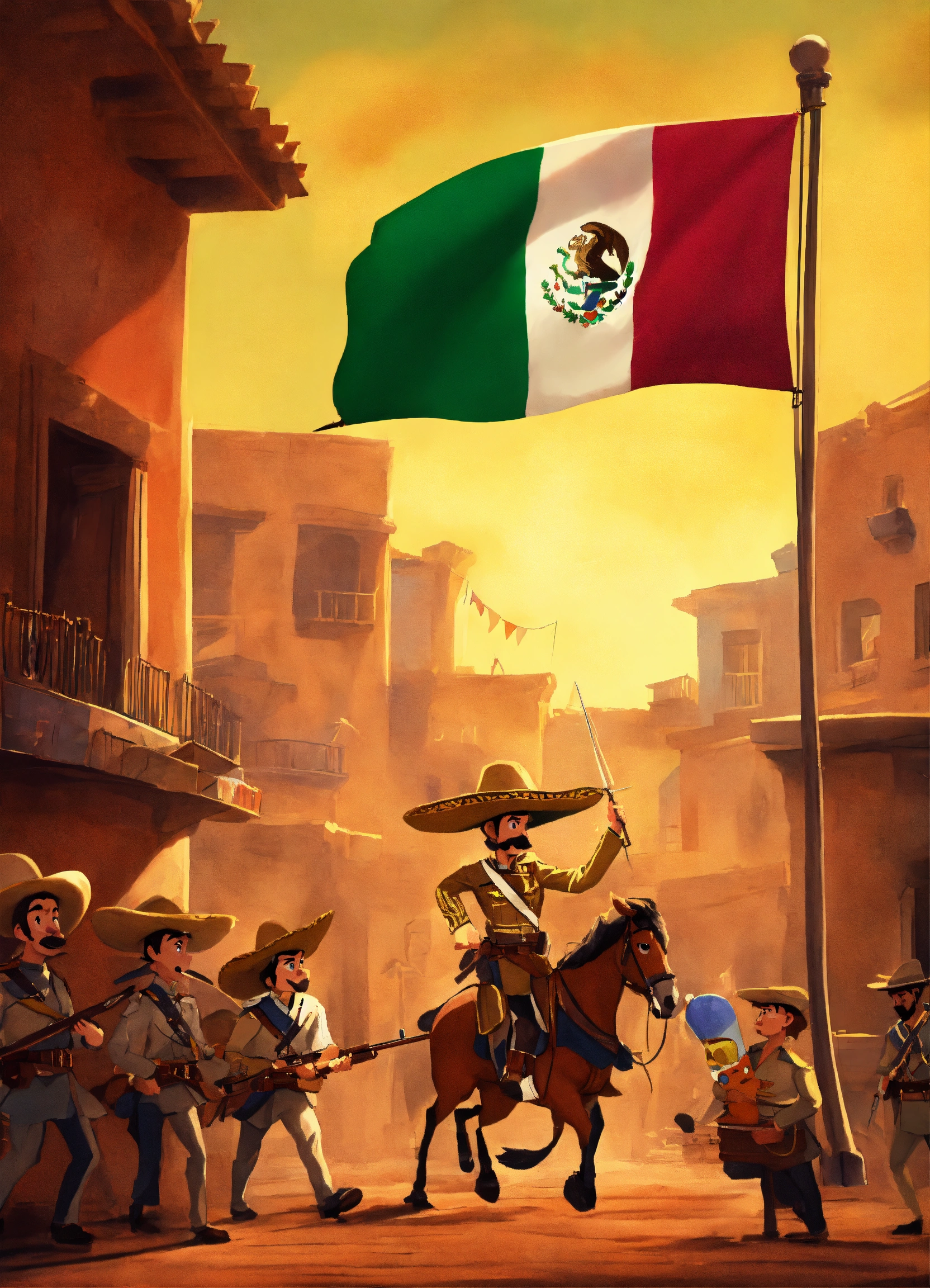 Lexica - Pixar animation of mexico war for independence, pixar style ...