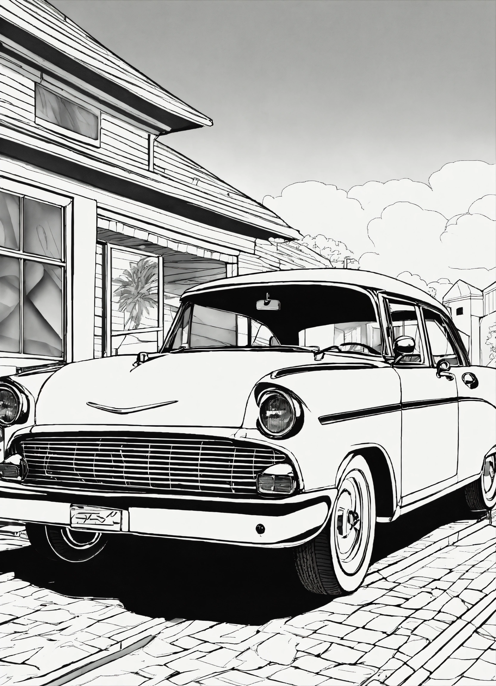 Lexica - Coloring page of car, Barbie doll style car, minimum clear ...