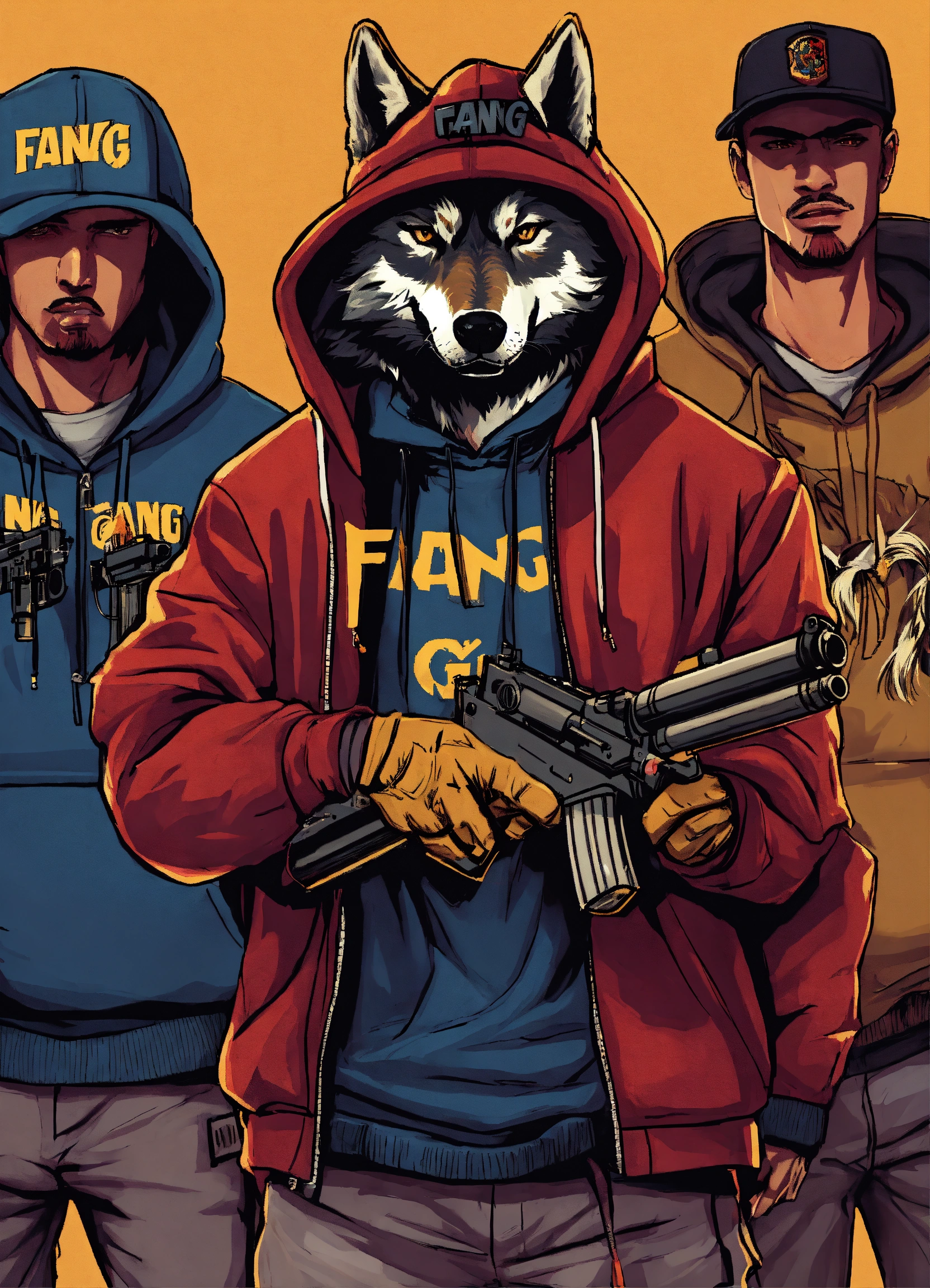 Lexica - Gangster wolves shooting big guns wearing SnapBacks and ...