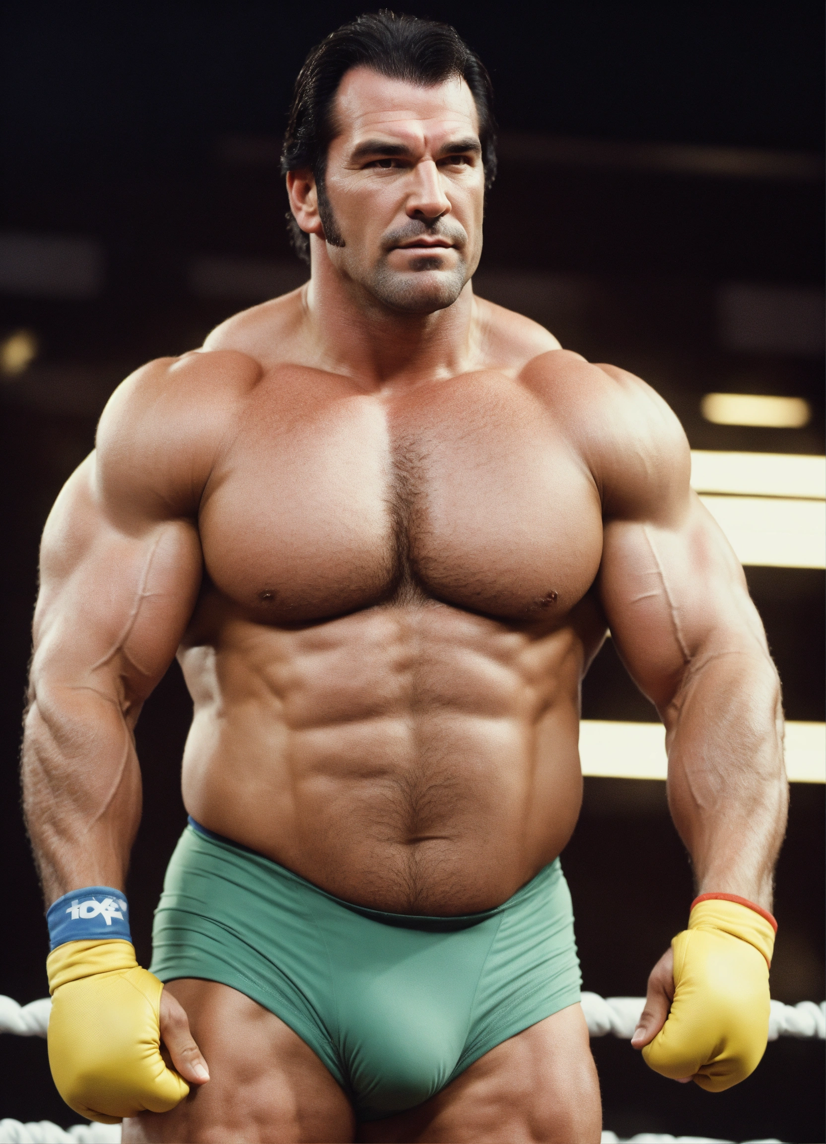 Lexica - 40-year-old wrestler with big muscles, bodybuilder, Razor Ramon, clean shaven, short ...