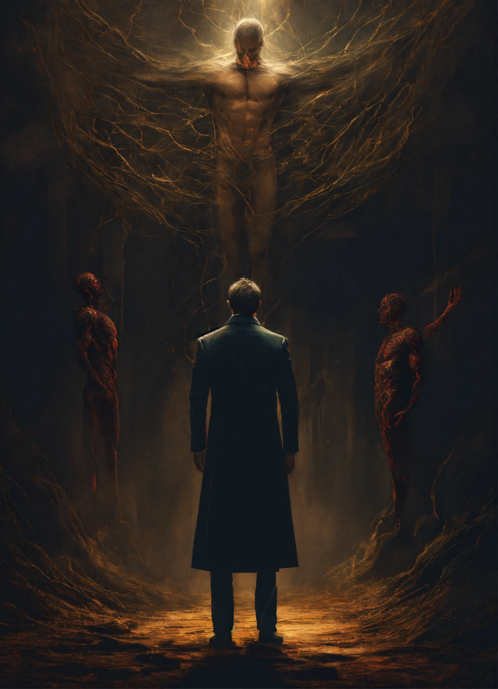 Lexica - Soul standing behind mans body dark art