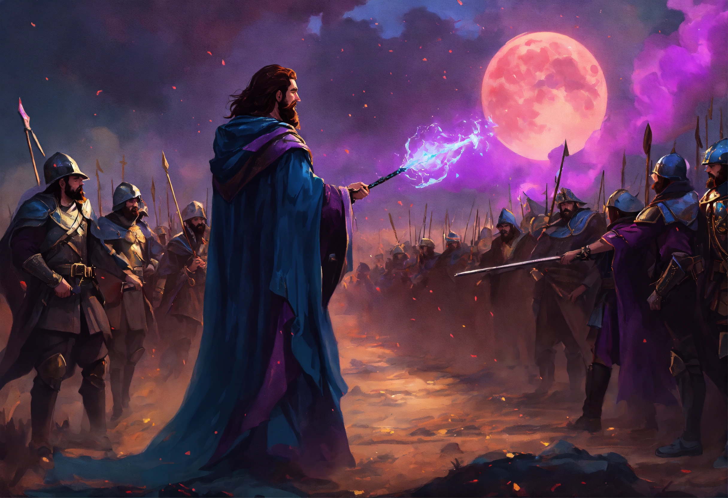 Lexica - Dirty Fantasy oil paiting of a mage Cursing the Battefield ...