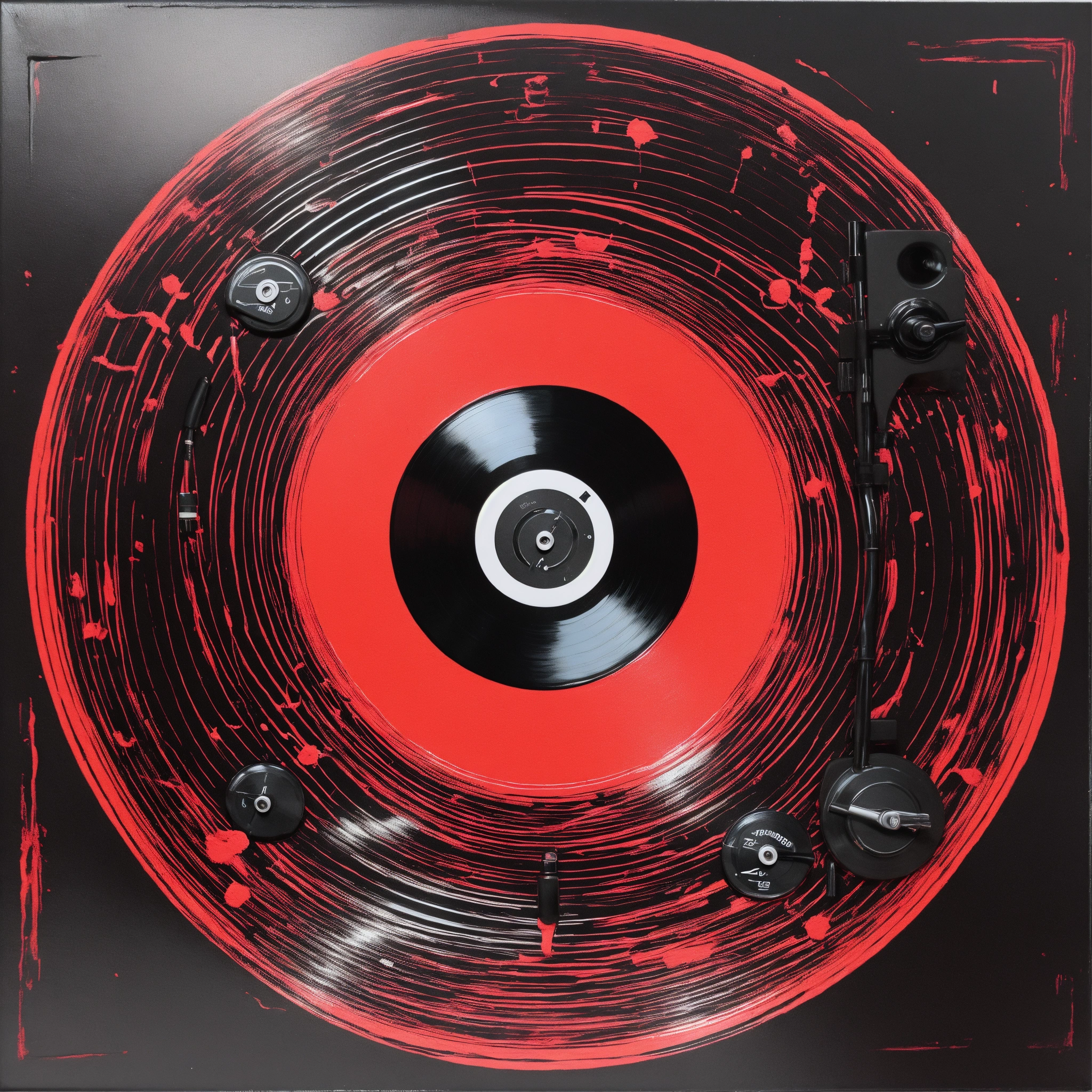 Lexica - Vinyl hand painting techno music black and red tone