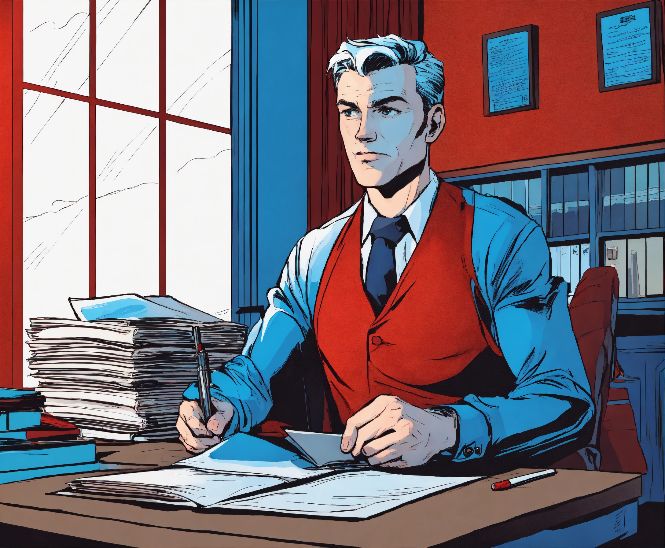Lexica - An ordinary man with a contract in his hands . Comic book ...