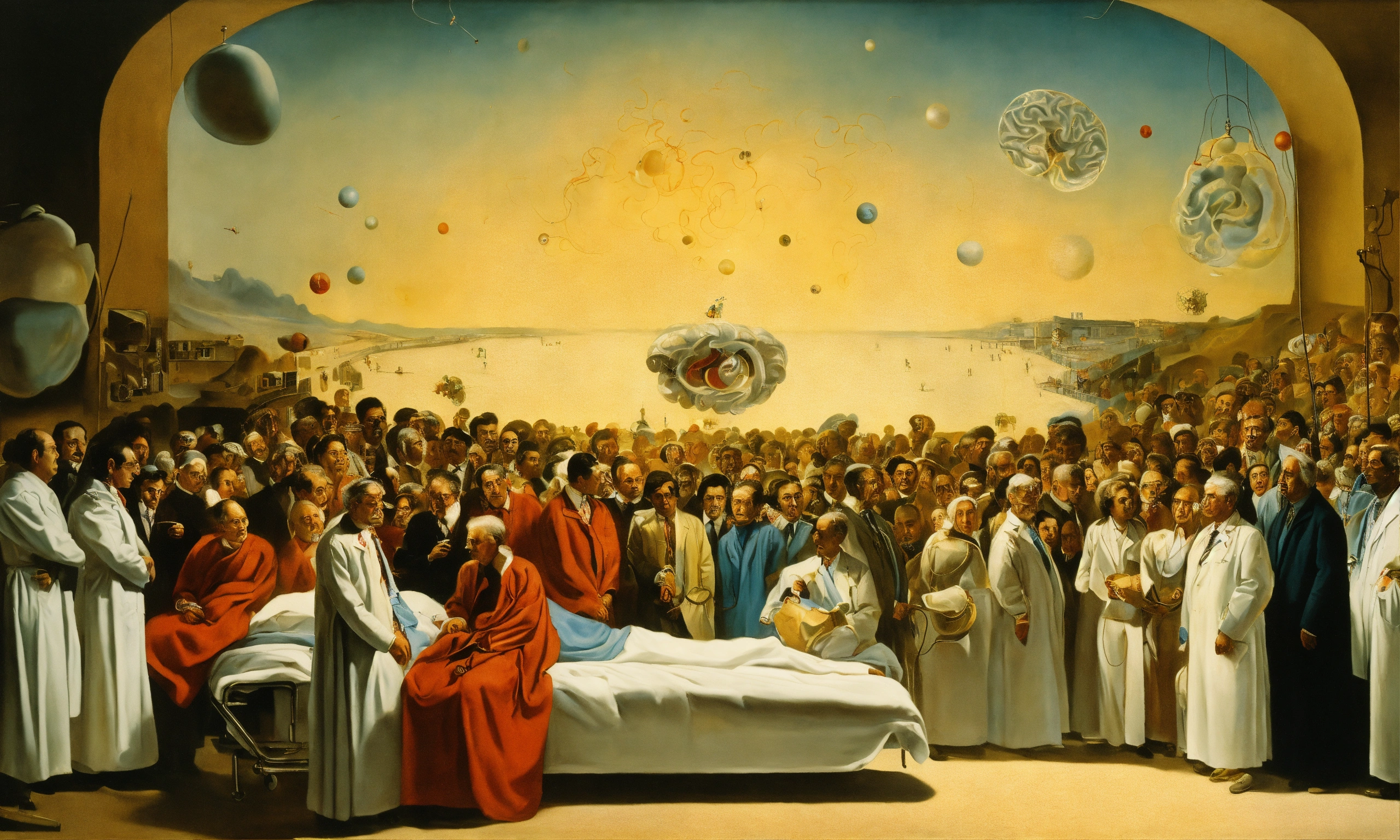 Lexica - Brain, hospitals, particule, crowd of patients and doctors ...