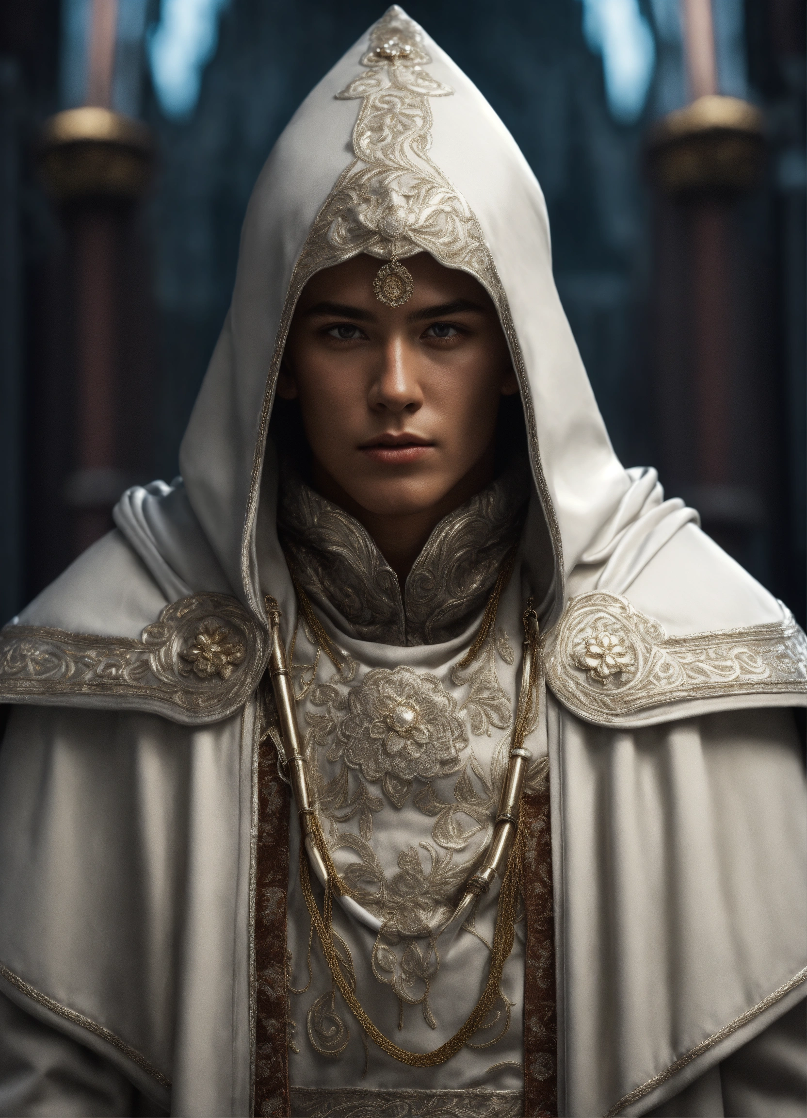 Lexica - Realistic 8k White Gold Monk Hood