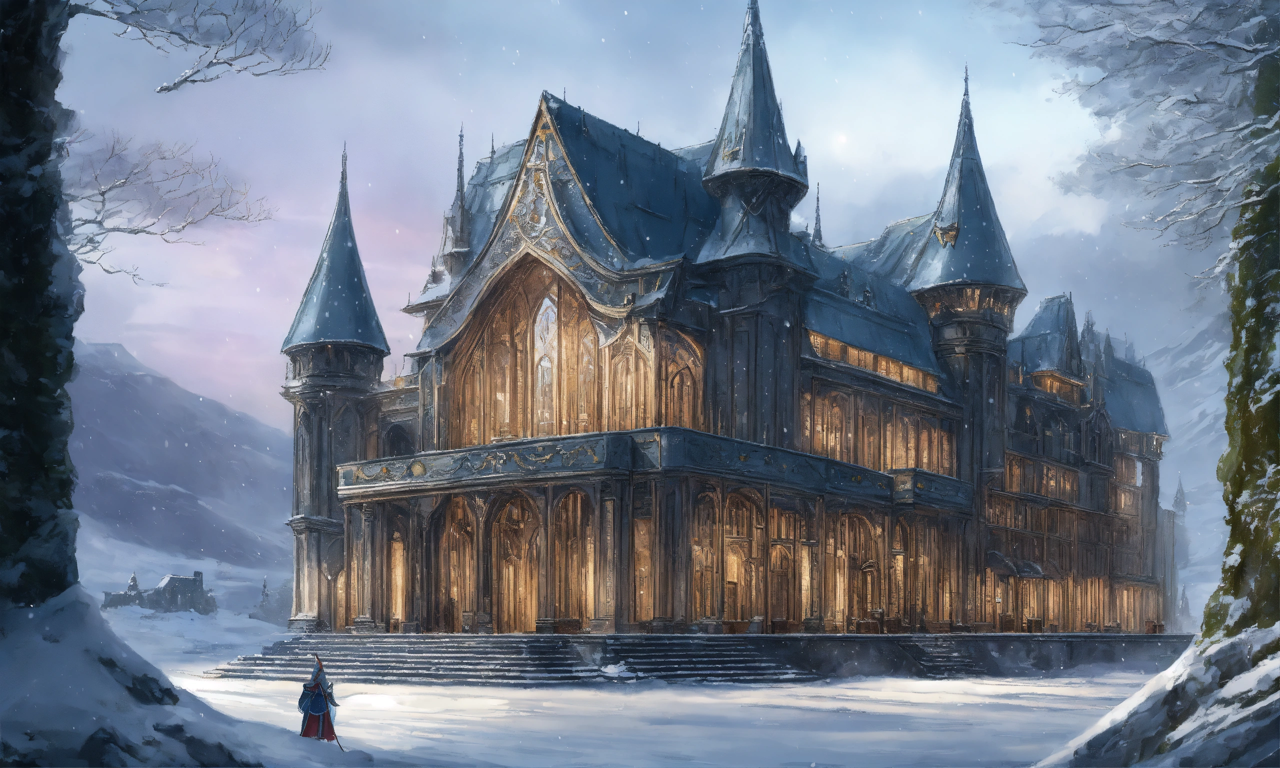 Lexica - Drawing of a fully shown elegant high elf sci fi palace in ...