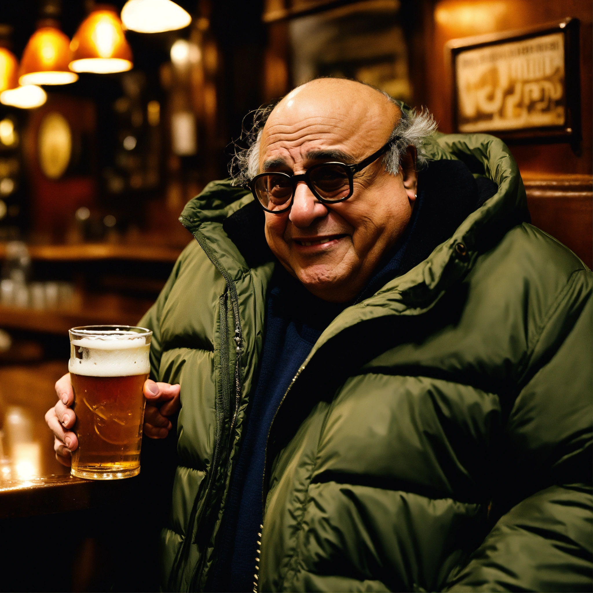 Lexica - Charva Danny DeVito wearing a stone island puffer jacket, he ...