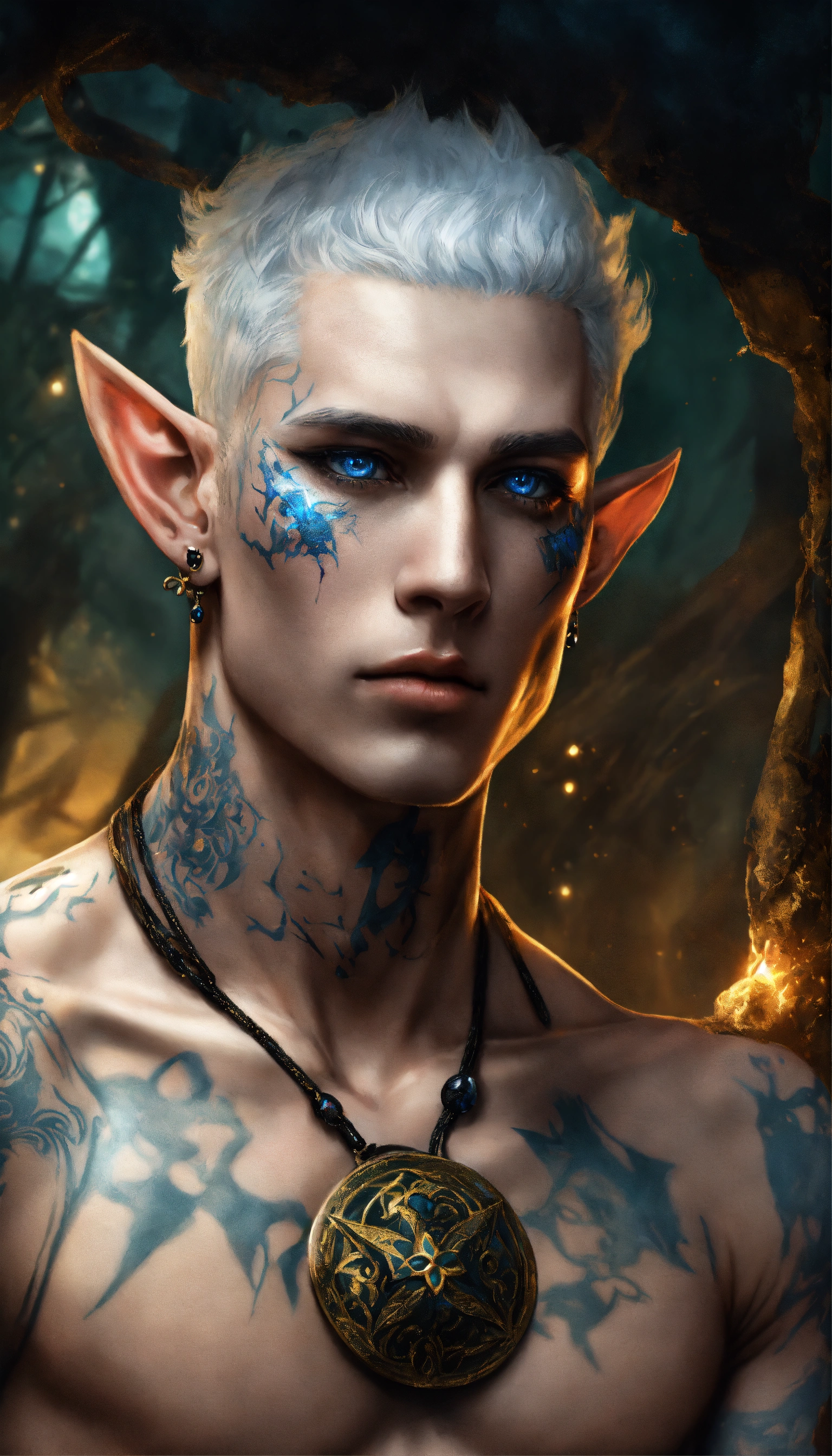 Lexica - Fantasy portrait of a tatooed male elf, sickly thin, gaunt ...