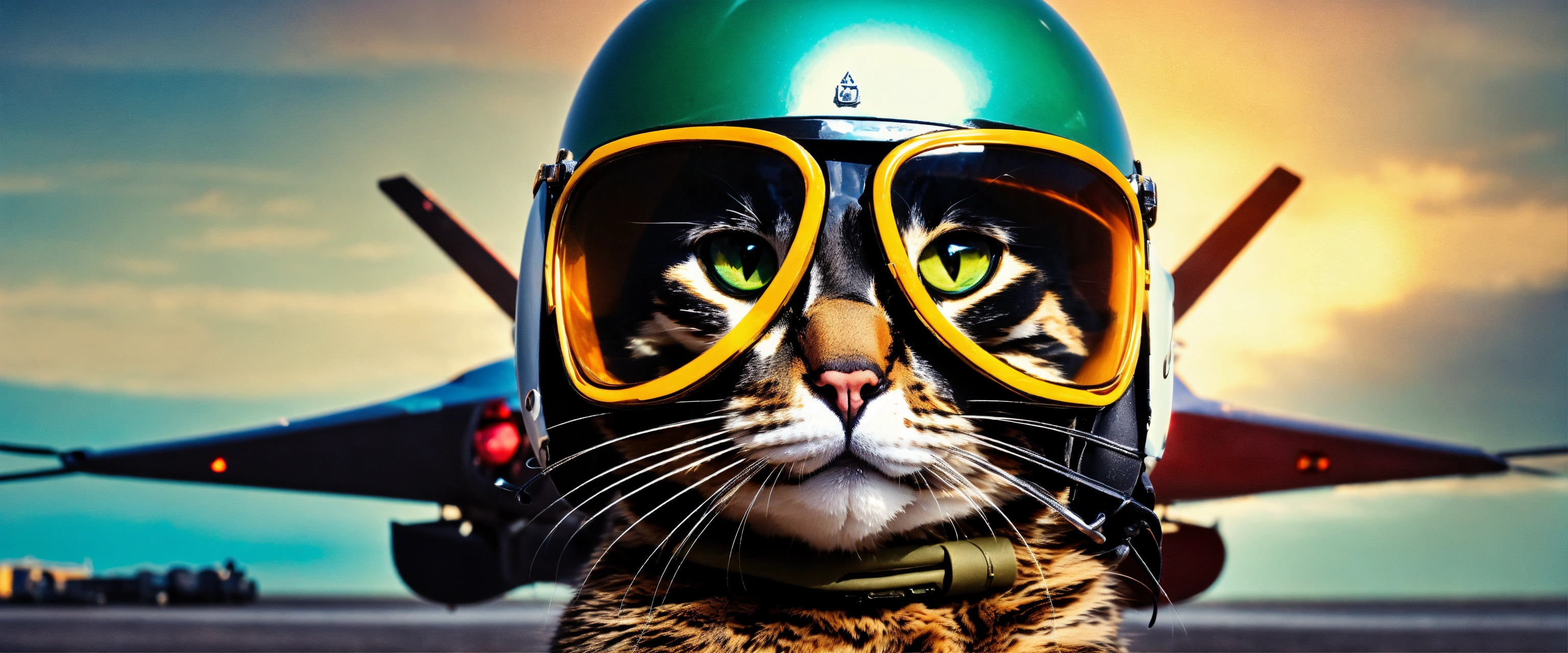 Lexica - A cute cat wearing sun glass and military airforce helmet and ...