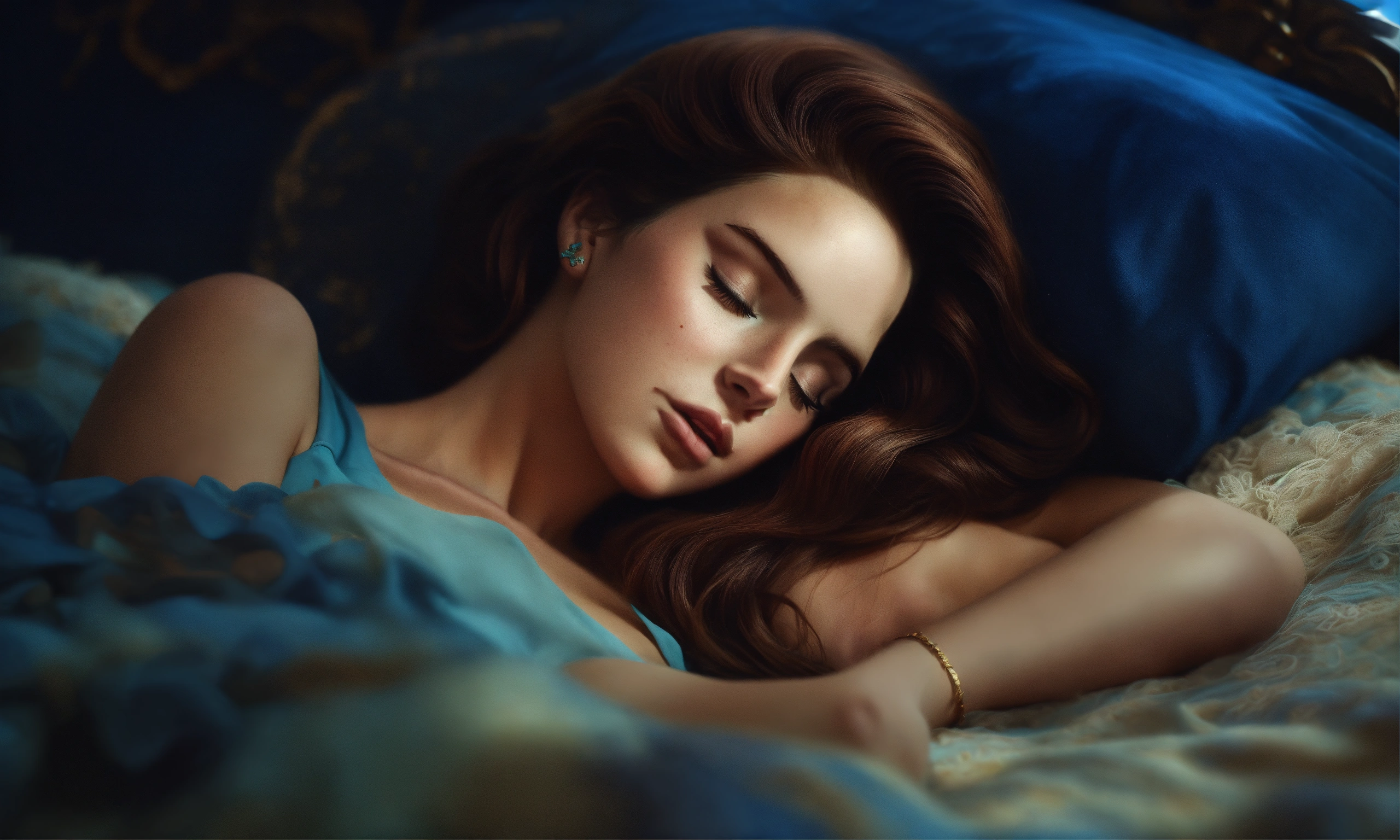 Lexica - Epic beautiful shot of a ultra beautiful sleeping Lana del Rey ...