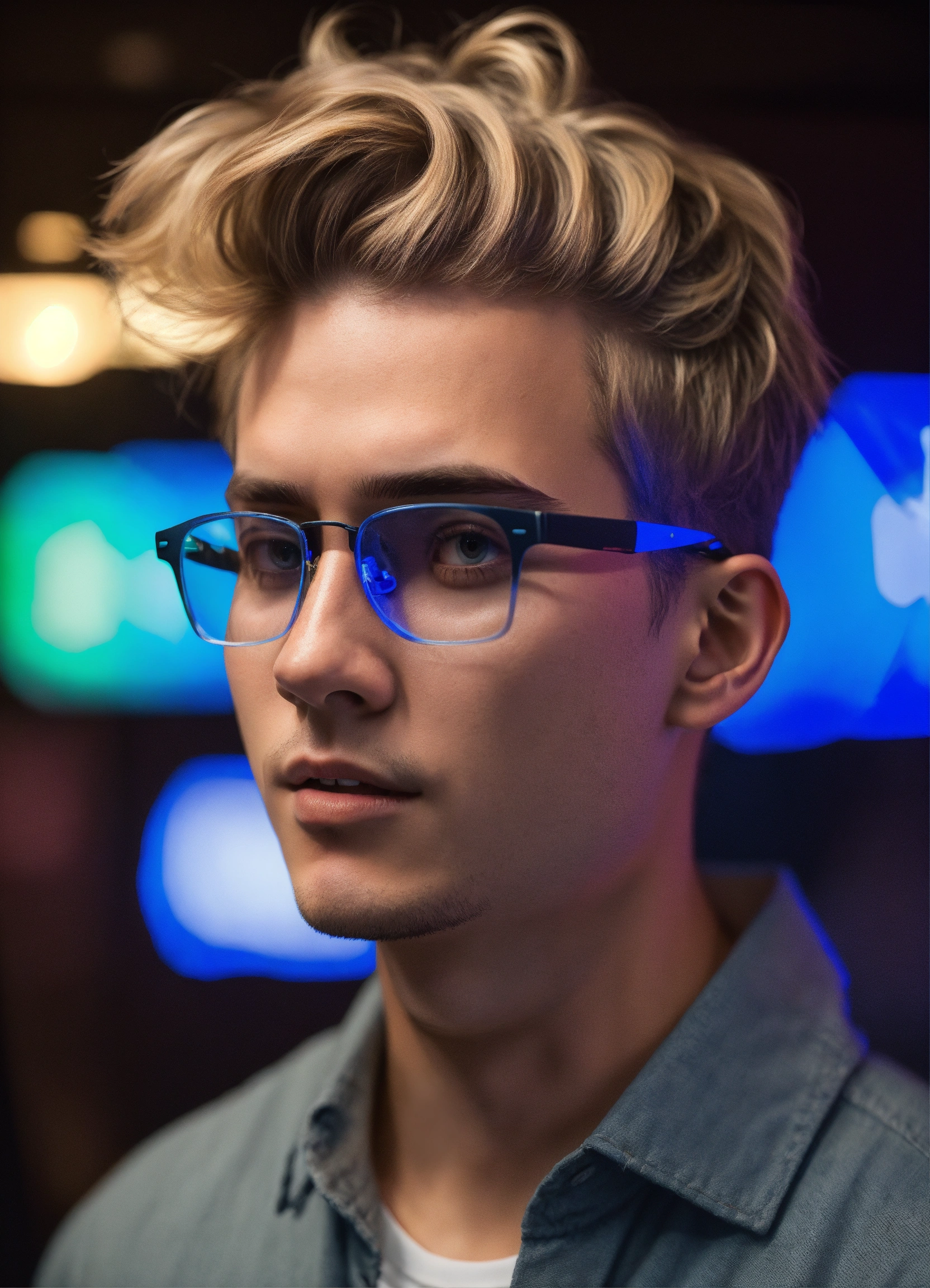 Lexica - Male streamer, short dark blonde hair, no facial hair, square ...