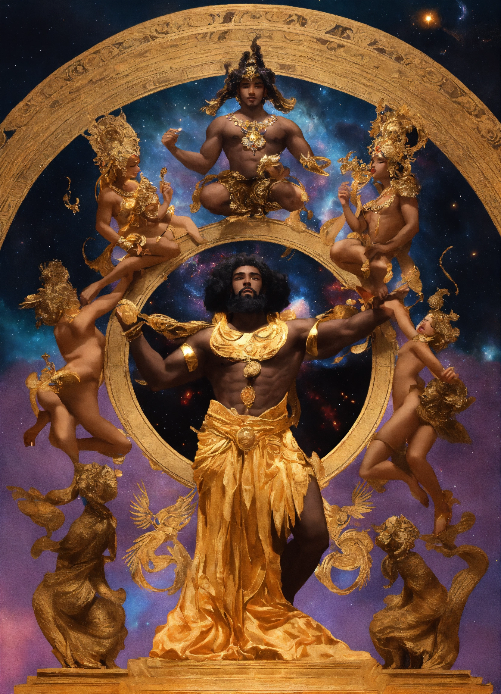 Lexica - "Create a mythological tableau where the ebony gods are ...