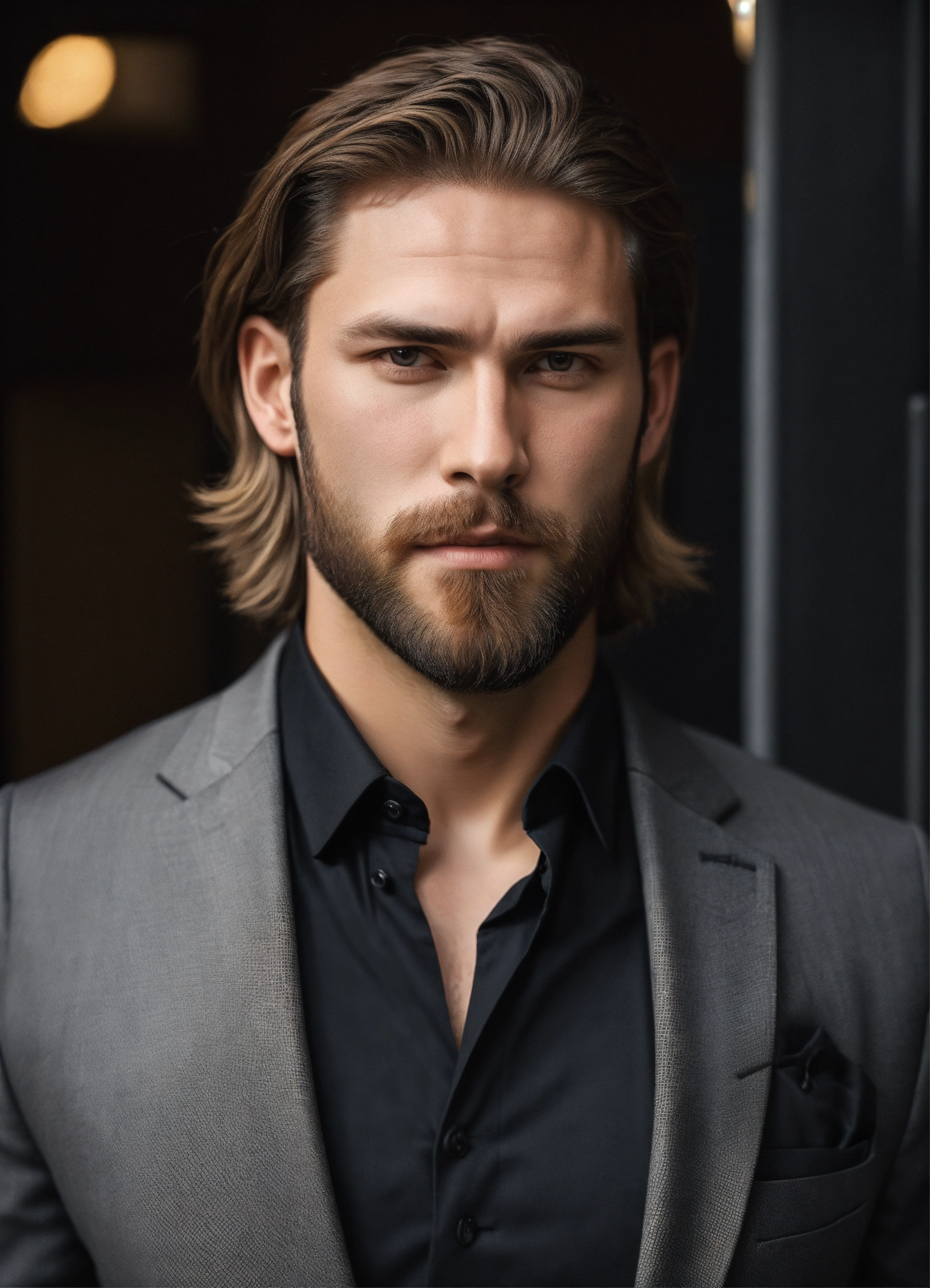 Lexica - A handsome man, tall, with a slender body, long dark blond ...