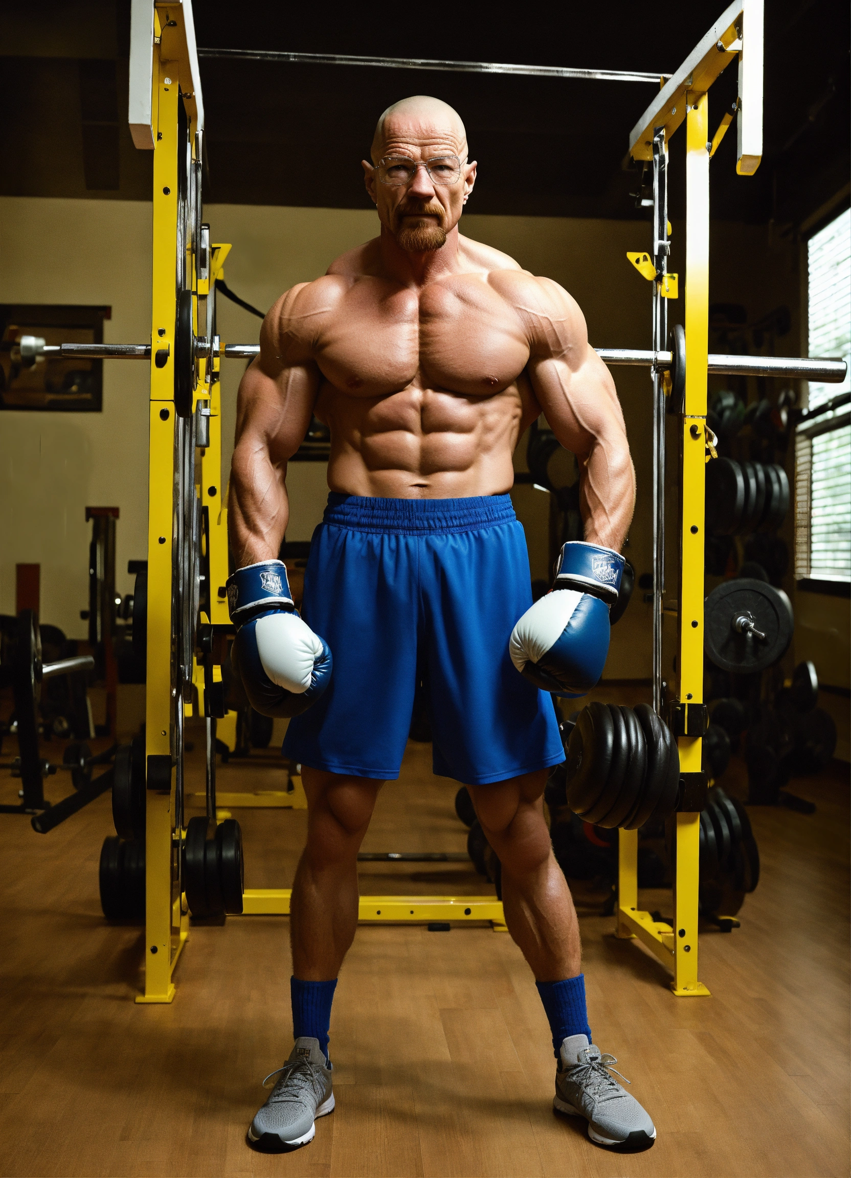 Lexica - Bodybuilder Walter White in the gym with boxing stance
