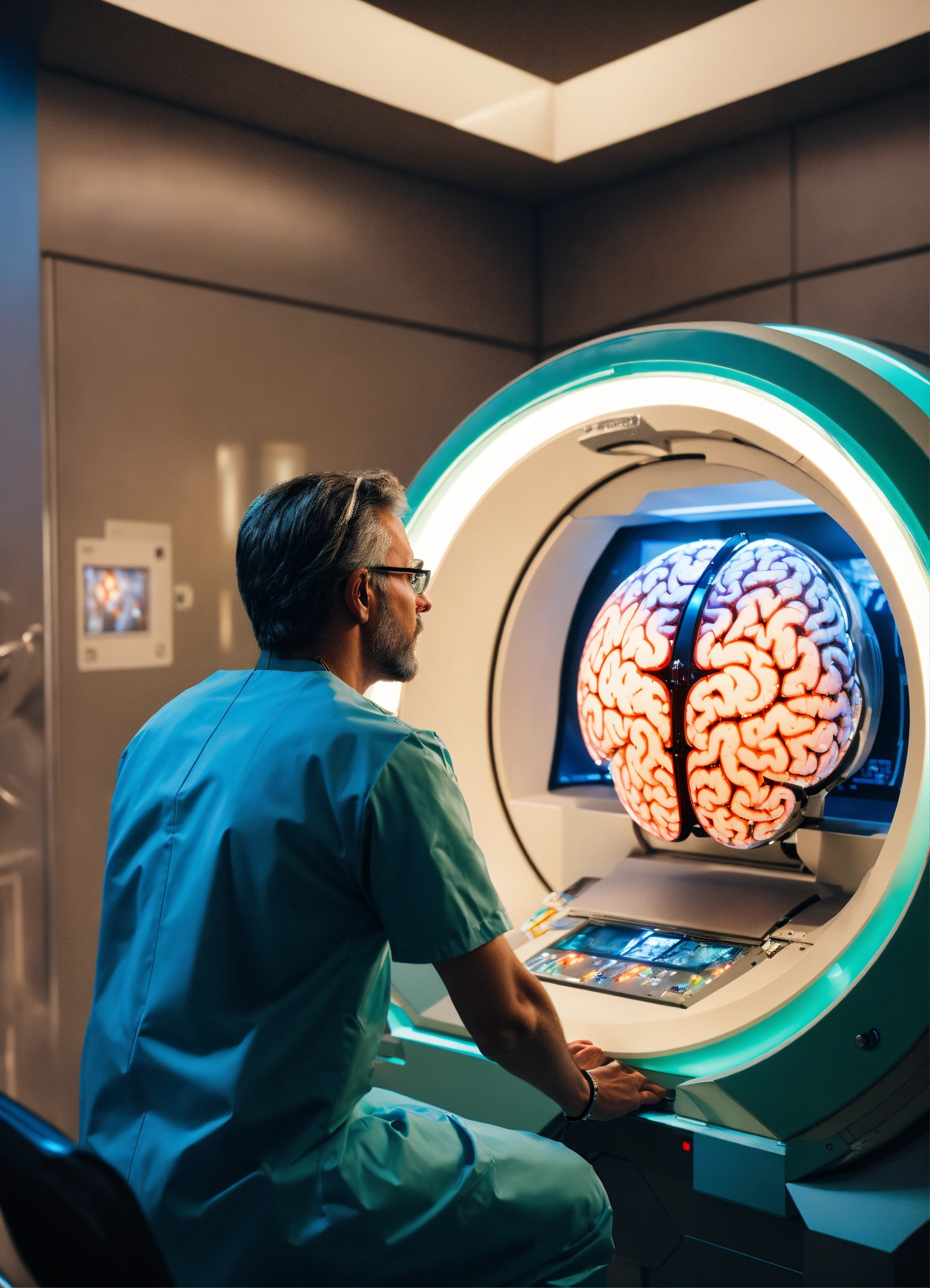 Lexica - Hyperrealistic photograph of a doctor with a bionic brain ...