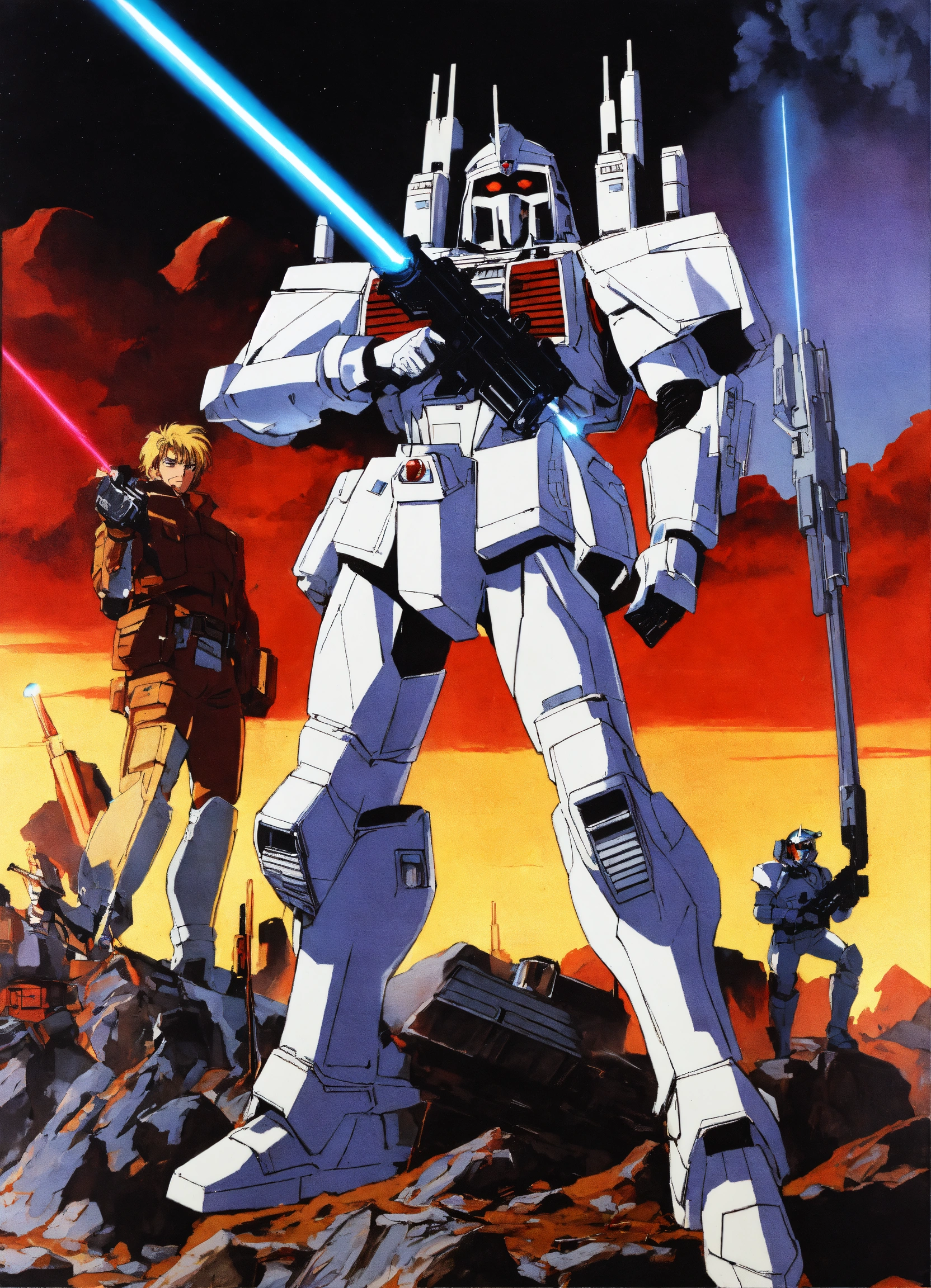 Lexica - 80s anime evil white armored cops with guns and laser swords ...