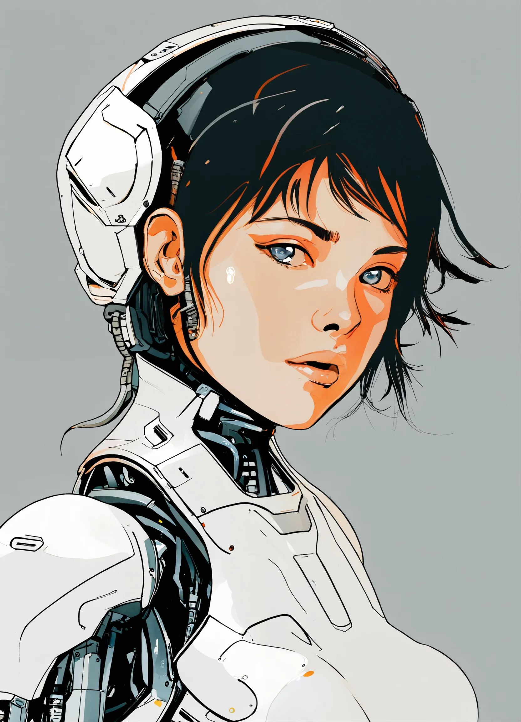 Lexica - Simple illustration of a young female cyborg, sci fi, humanoid ...