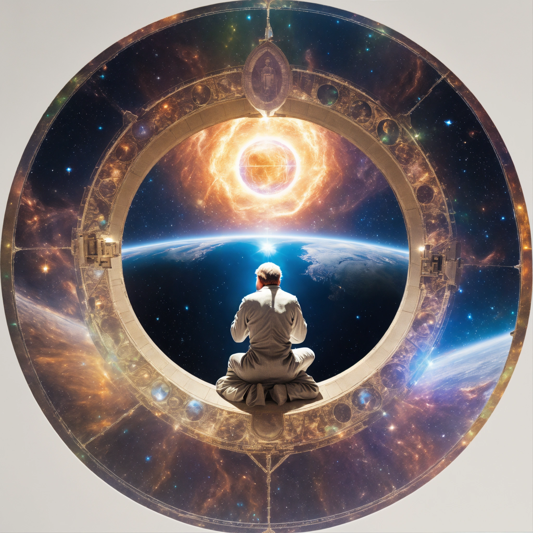 Lexica - Apes praying to a human god in space, in circle image ...