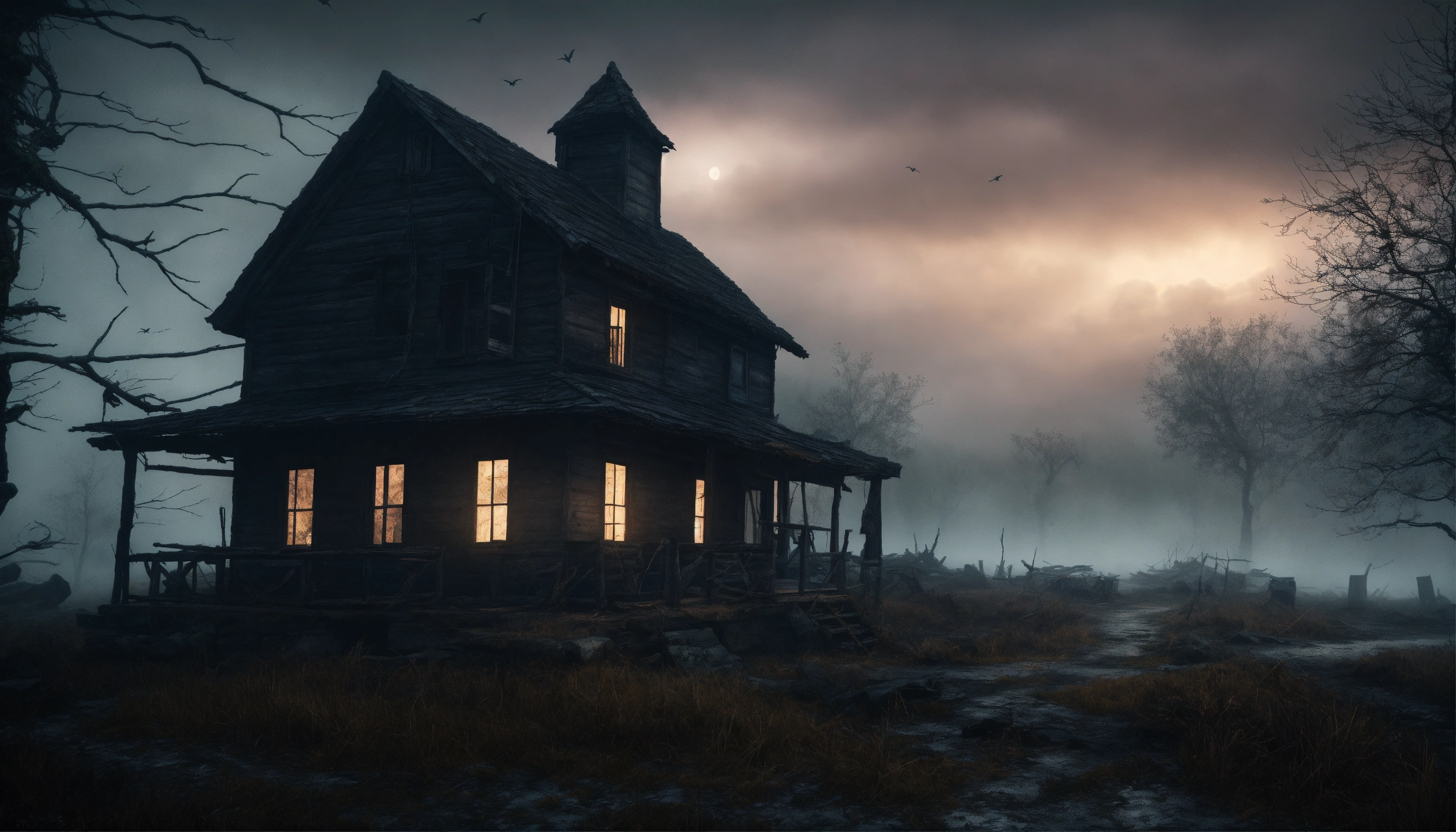 Lexica - NIGHT . DARK NIGHT. wooden house. digital image of a dark and ...