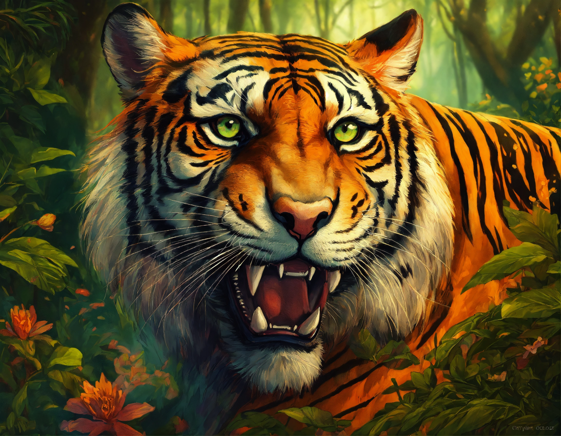Lexica - Portrait of a fierce tiger from myth ridden by a woman. in a ...