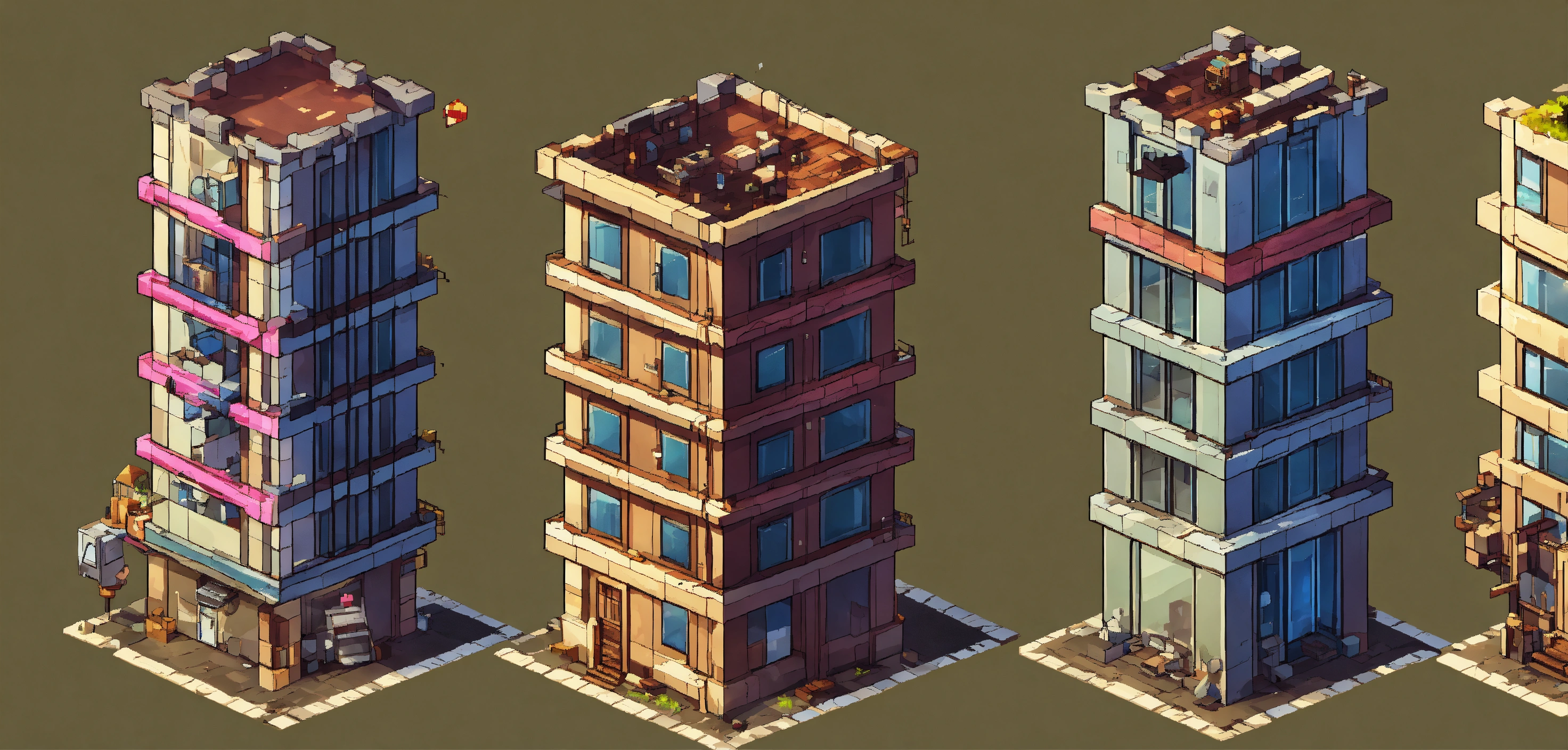 Lexica - Simple clean blocky 2d isometric pixel concept sprites of an ...