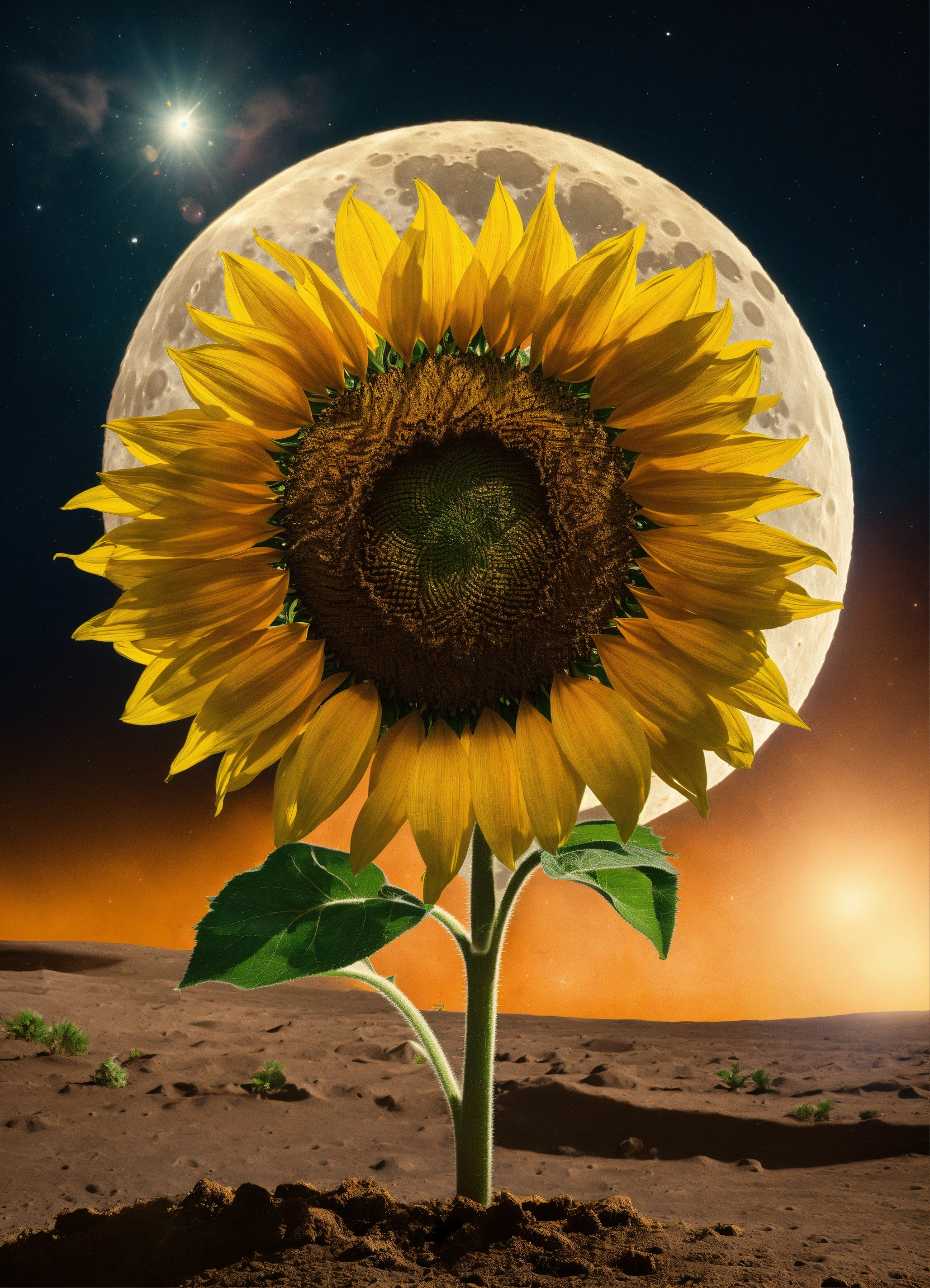 Lexica - Sunflower growing on the moon