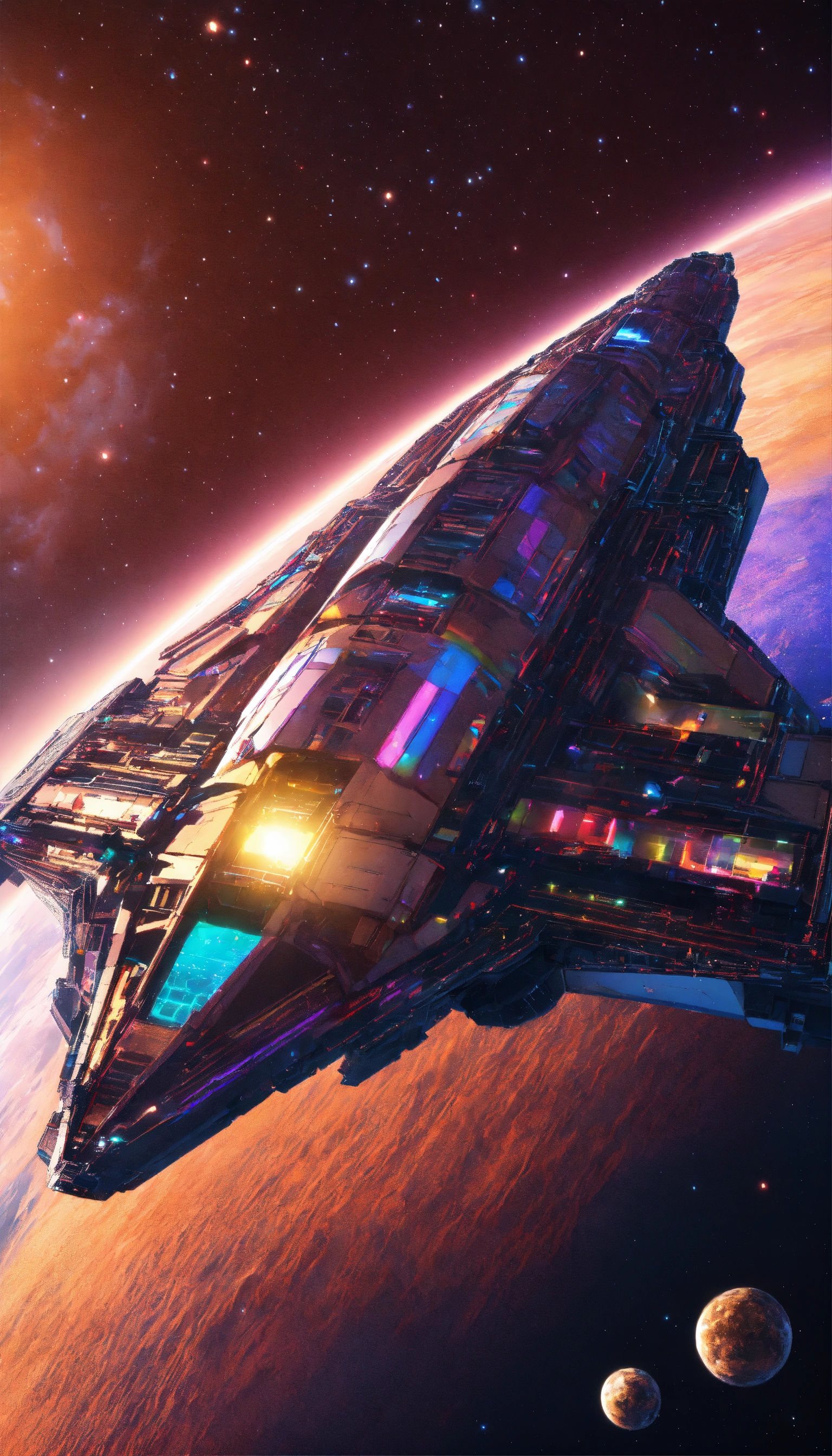 Lexica - Interstellar spaceship, iridescent, celestial, 8-bit ...
