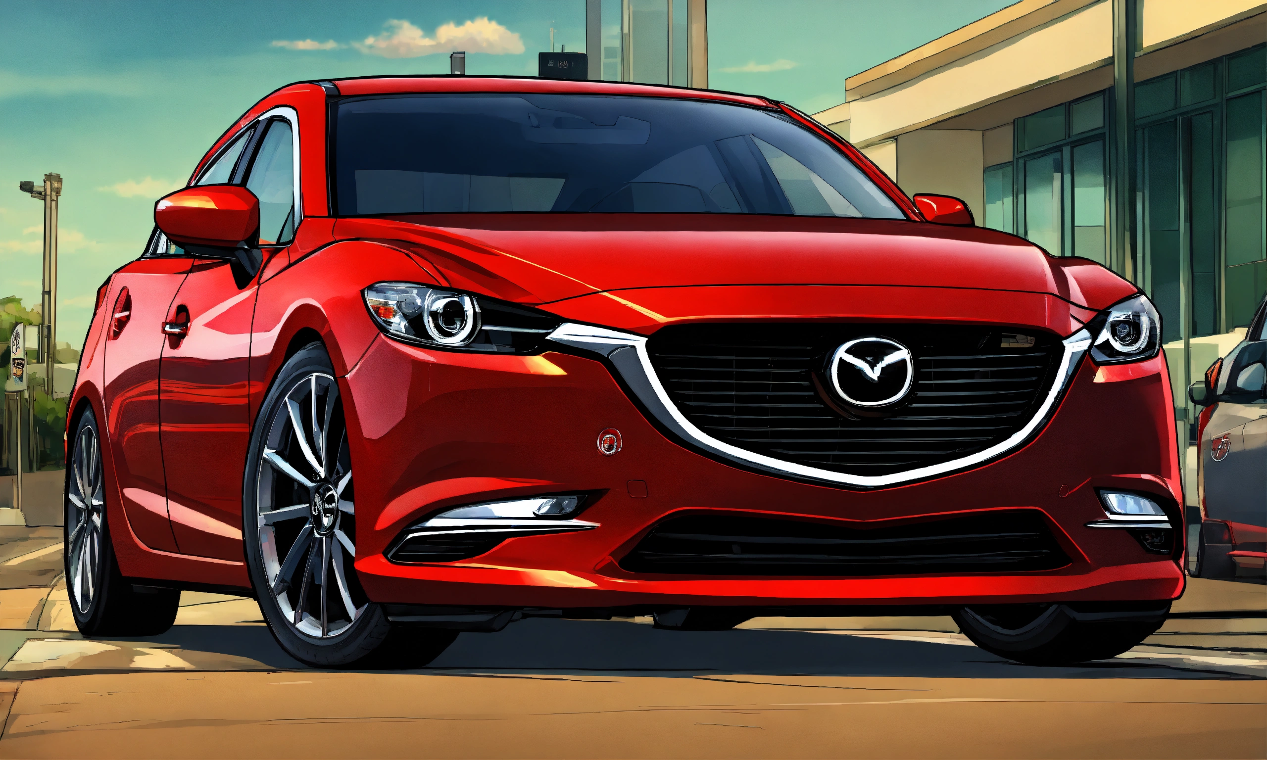 Lexica - Mazda 6, red, cartoon, sticker