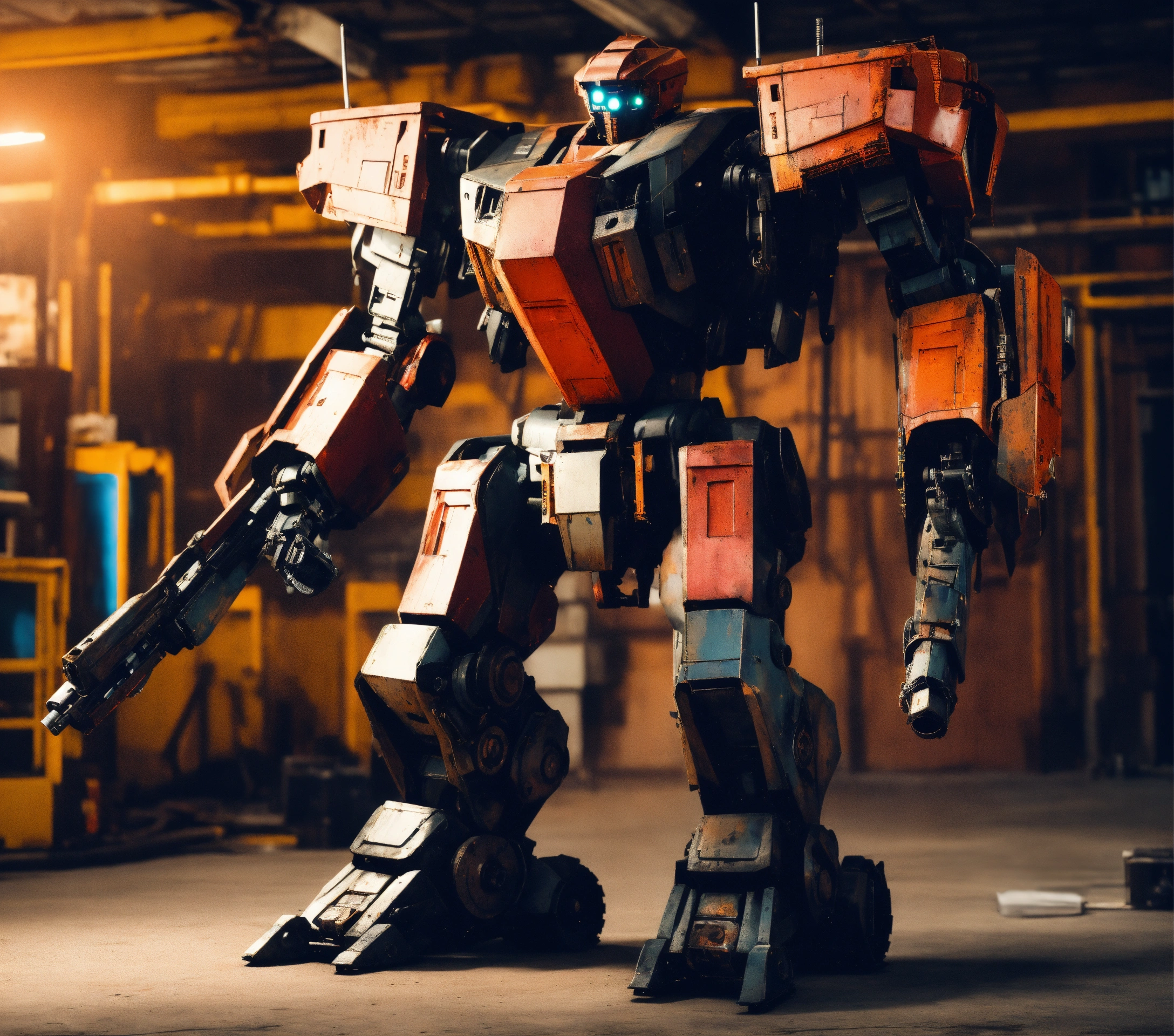 Lexica - Full body shot of a realistic giant mecha with rectangular ...
