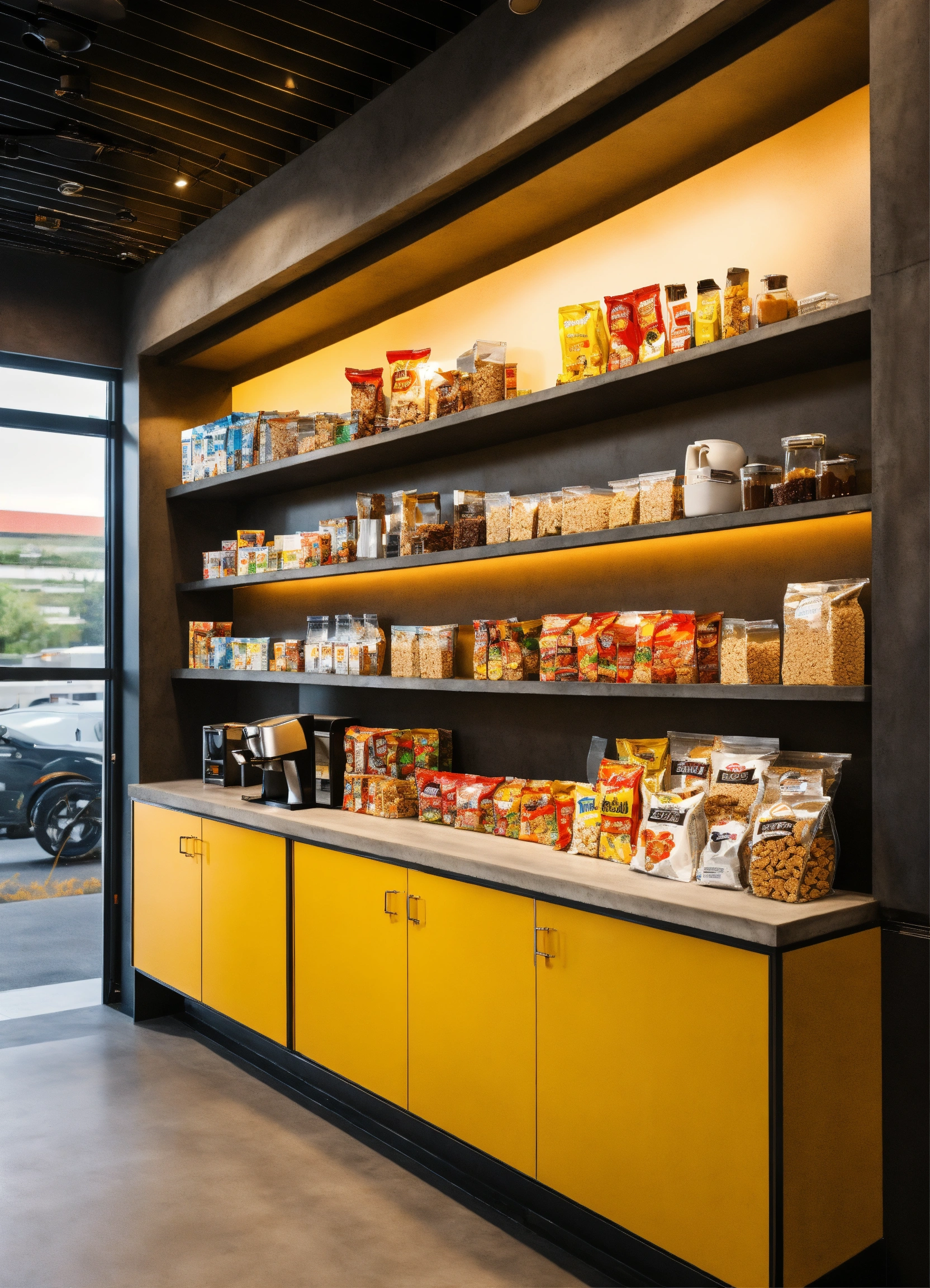 Lexica - A self serve breakroom cereal shelf with snacks on a shelf for ...