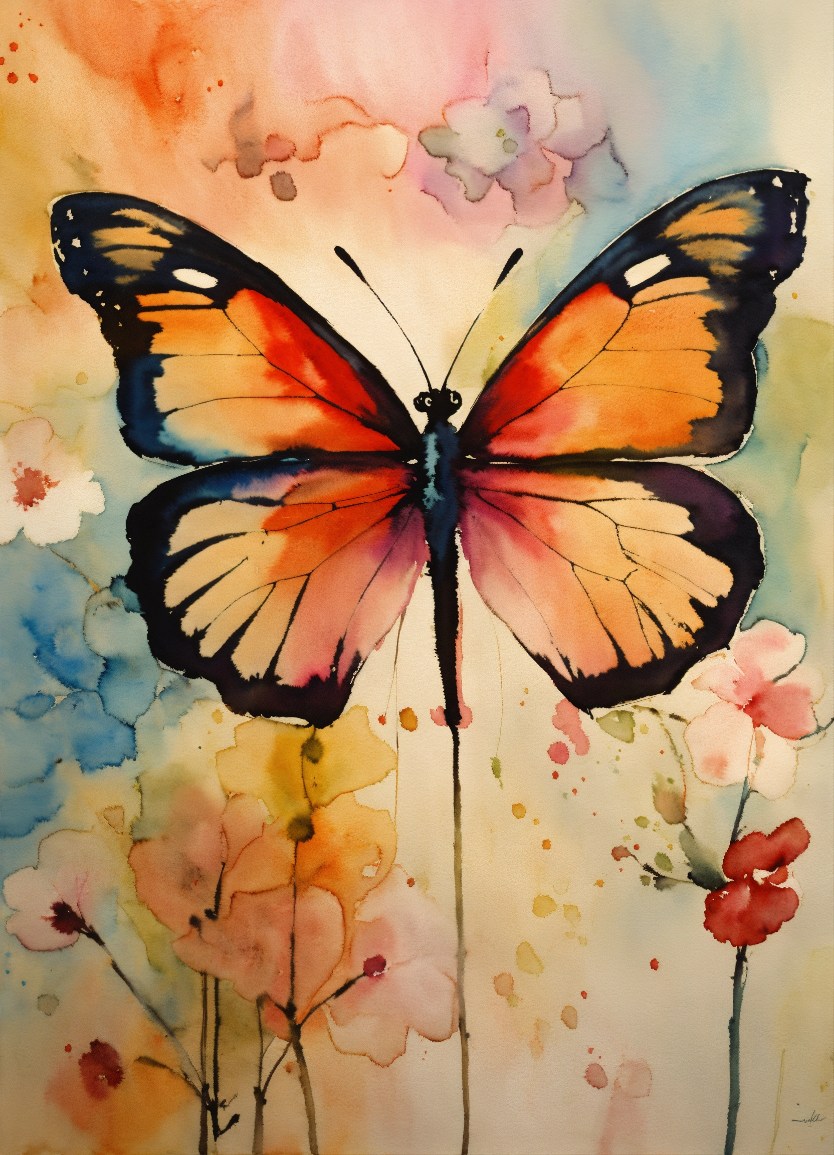 Lexica - Huge shabby chic whimsical watercolor butterfly