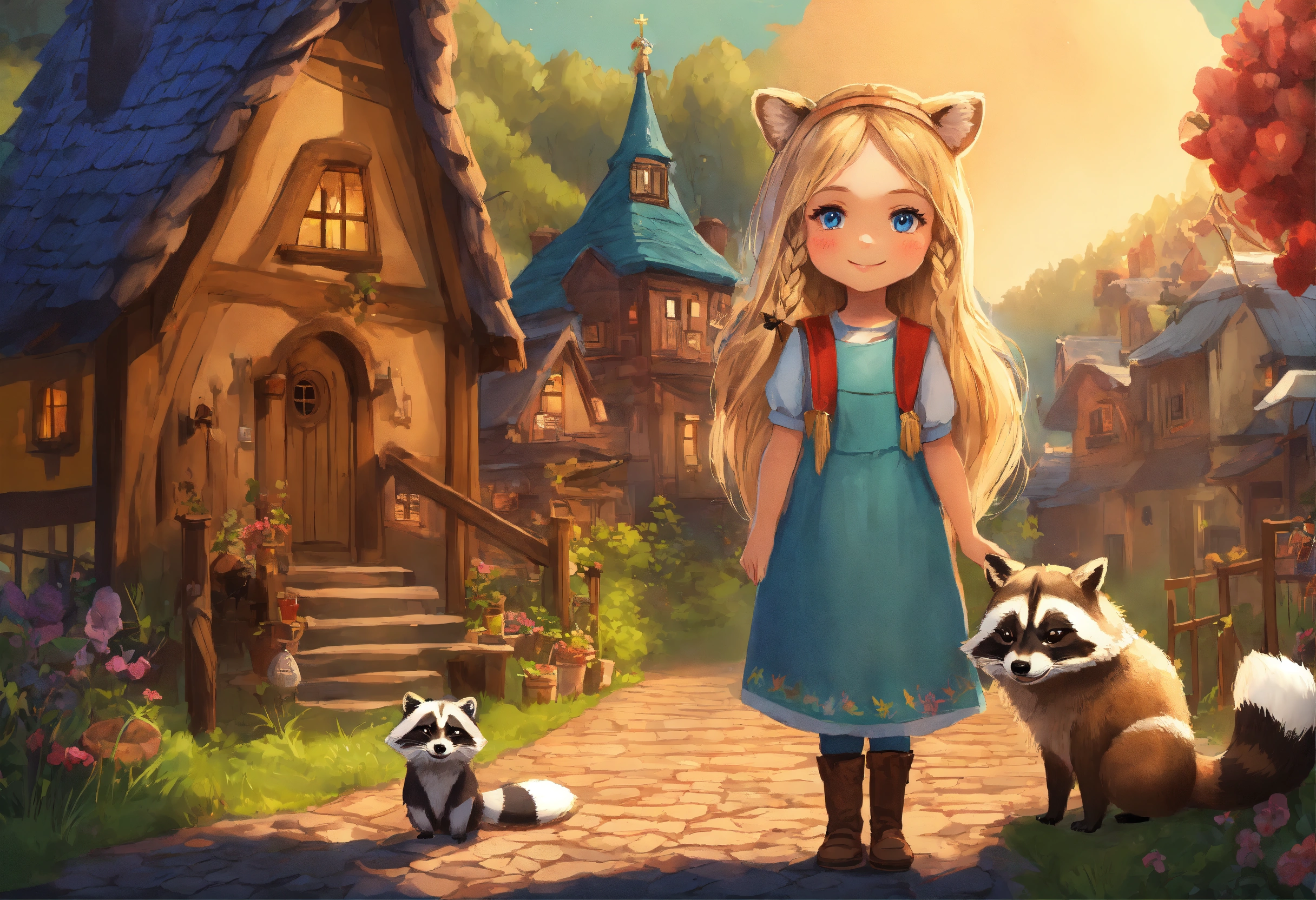 Lexica - Cartoon russian fairy taie style image little girl with long ...