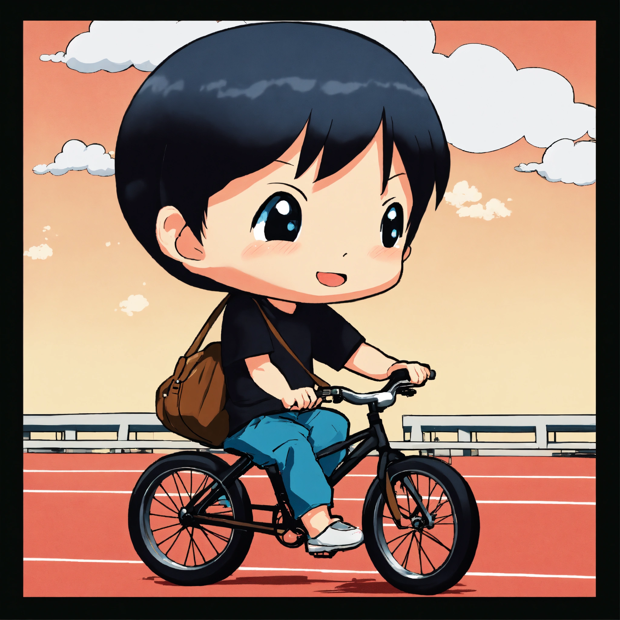 Lexica - Poor japanese man ride on the bicycle black T-shirt chibi ...