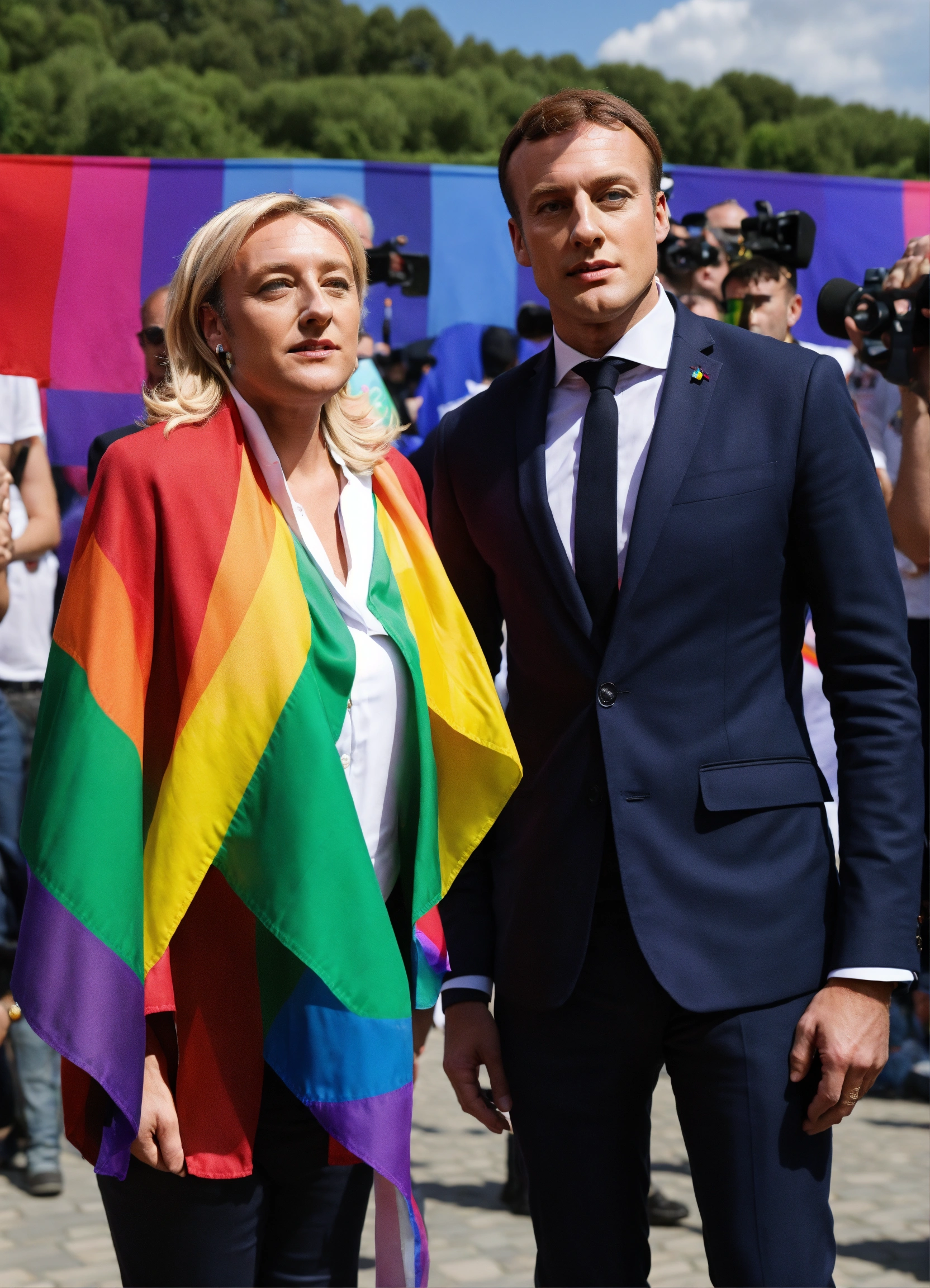 Lexica - Marine Le Pen déguisée en Emmanuel Macron sur un char de la ...