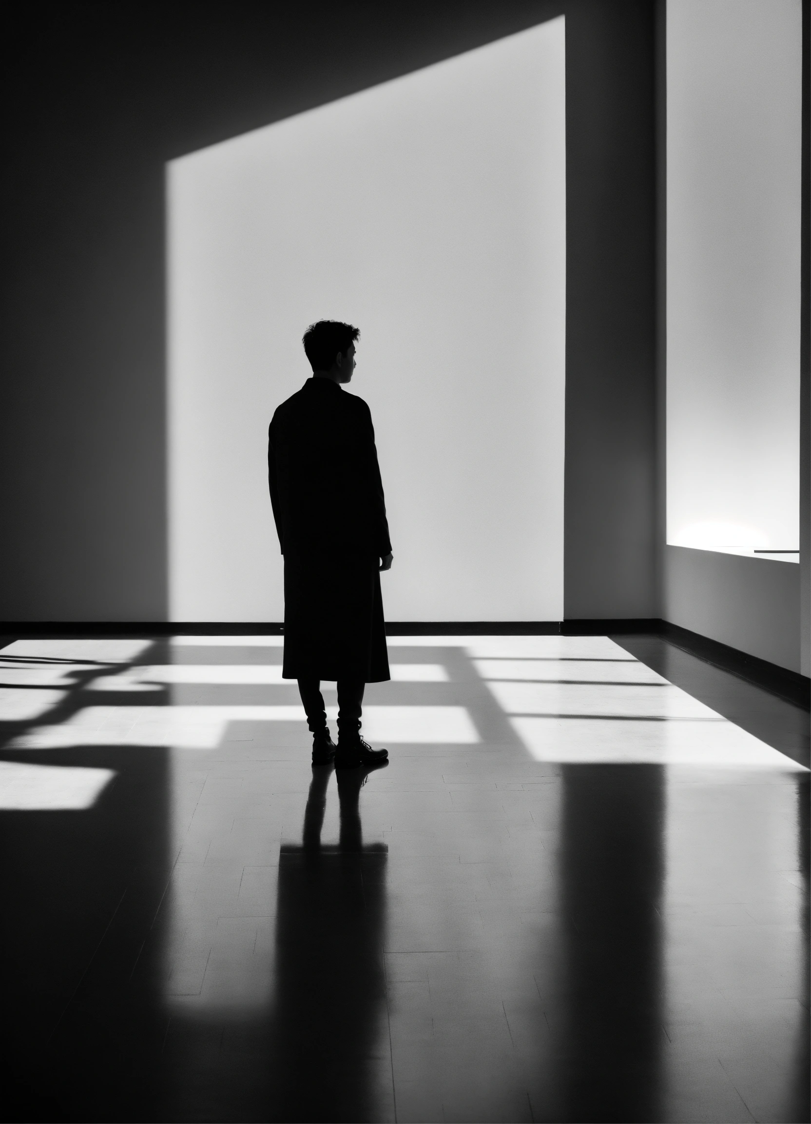 Lexica - "Self Reflection on a Blank Canvas", stark contrast, human silhouette, projecting ...