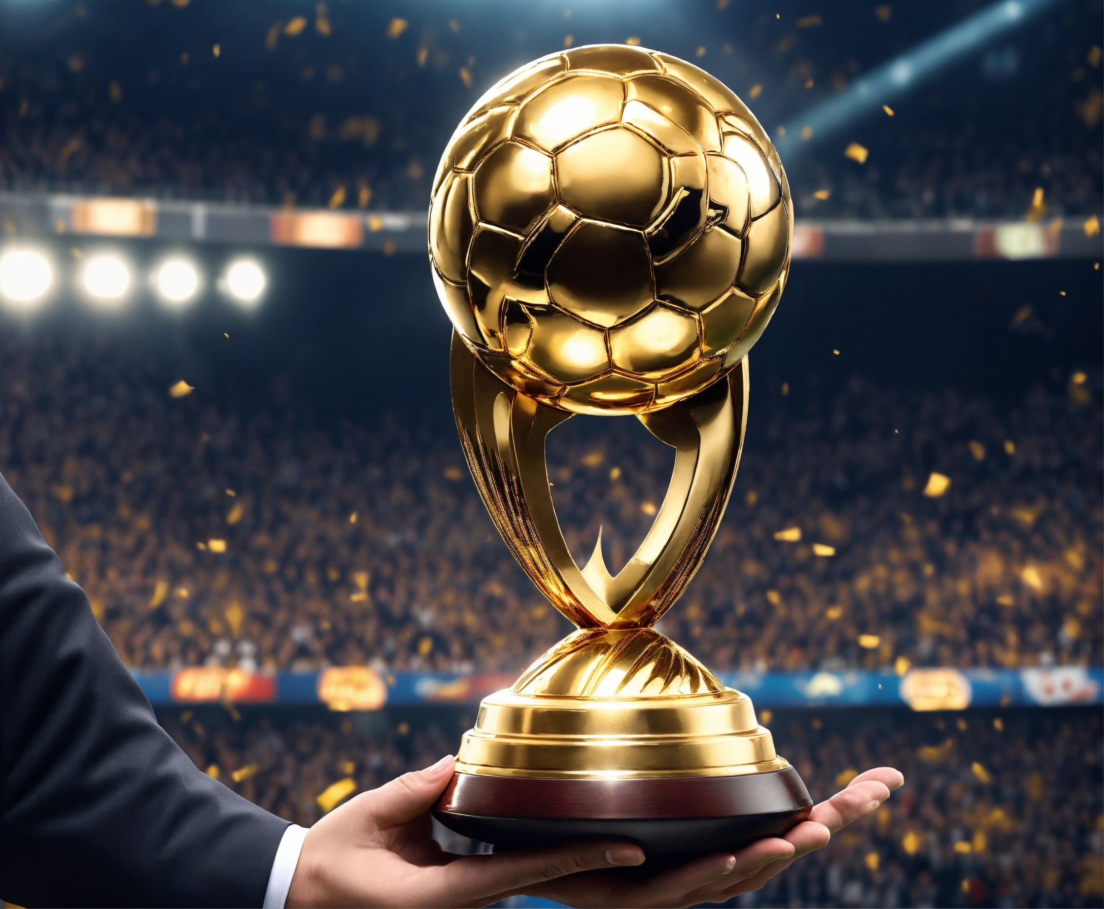Lexica - Awarding the golden ball to the best football player, on stage ...