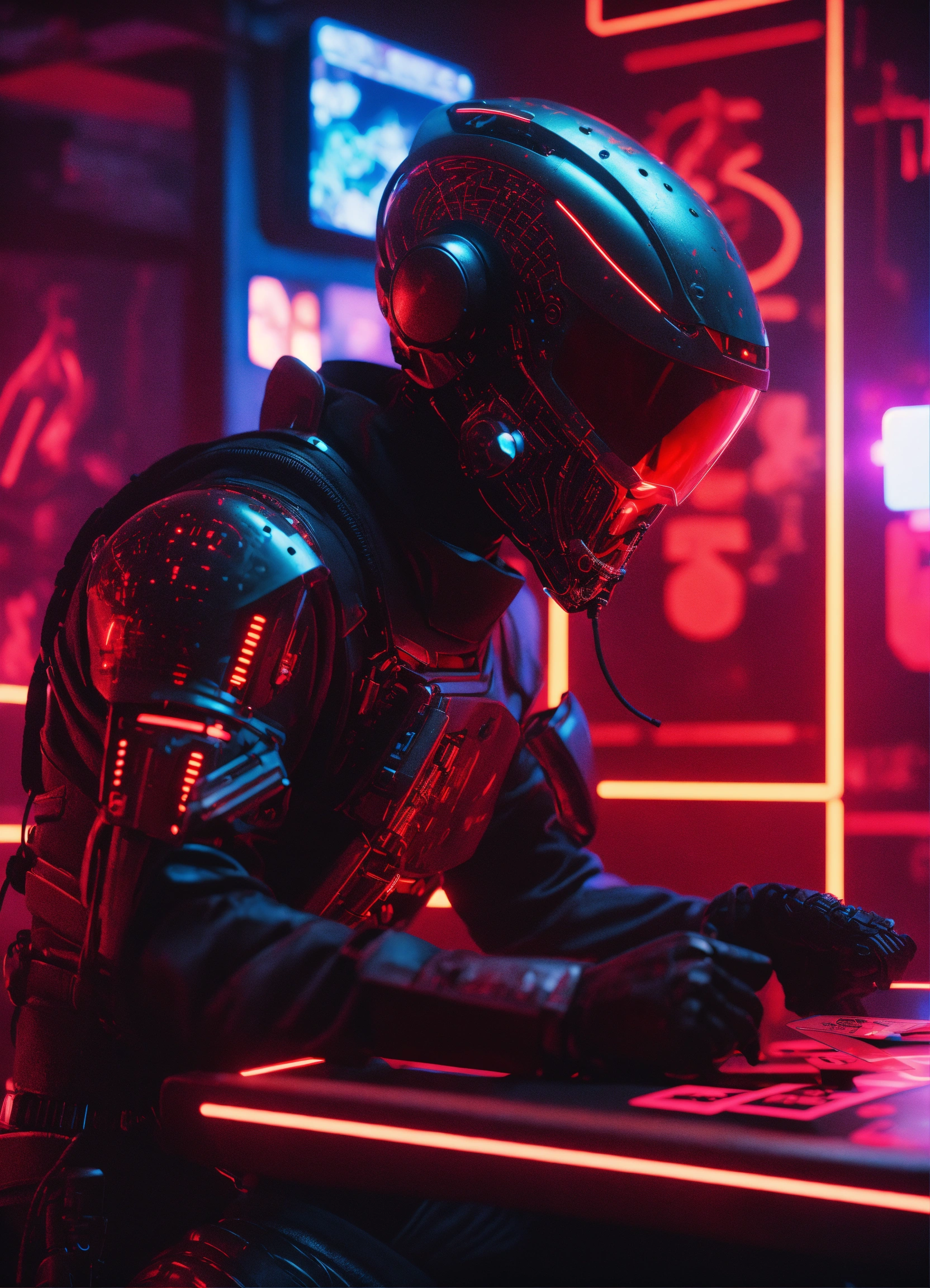 Lexica - Dark aesthetic, a realistic alien cyborg with electronic ...