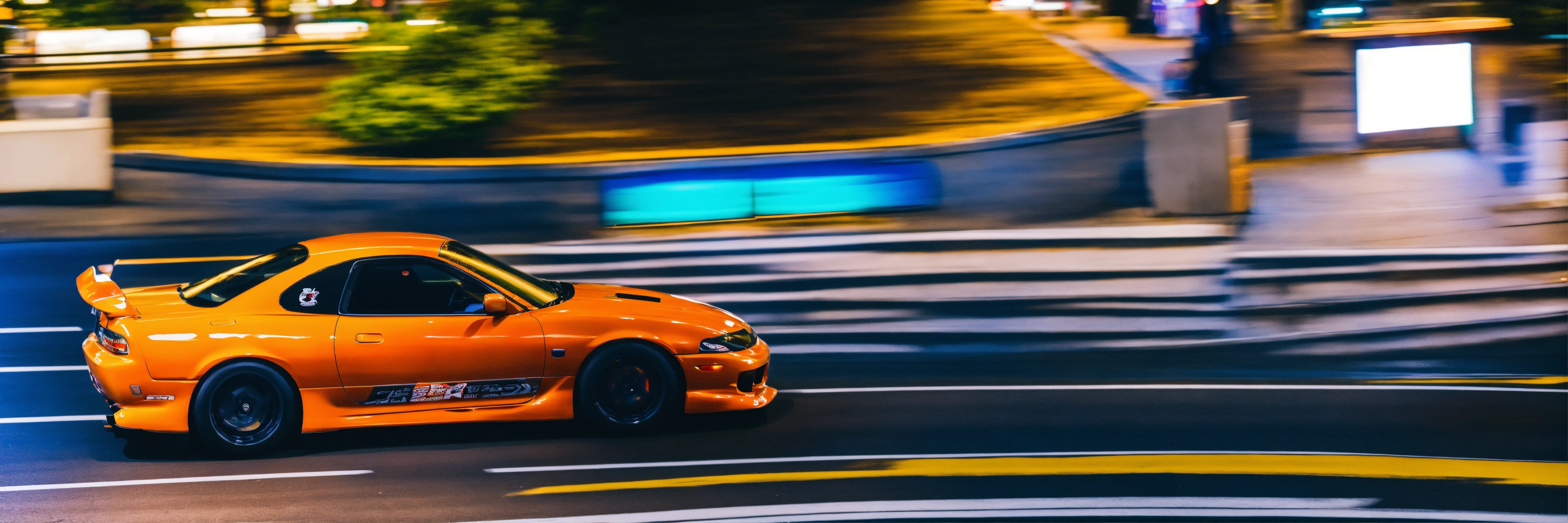 Lexica - A colorful orange Nissan Silvia S15 with a spoiler racing a ...