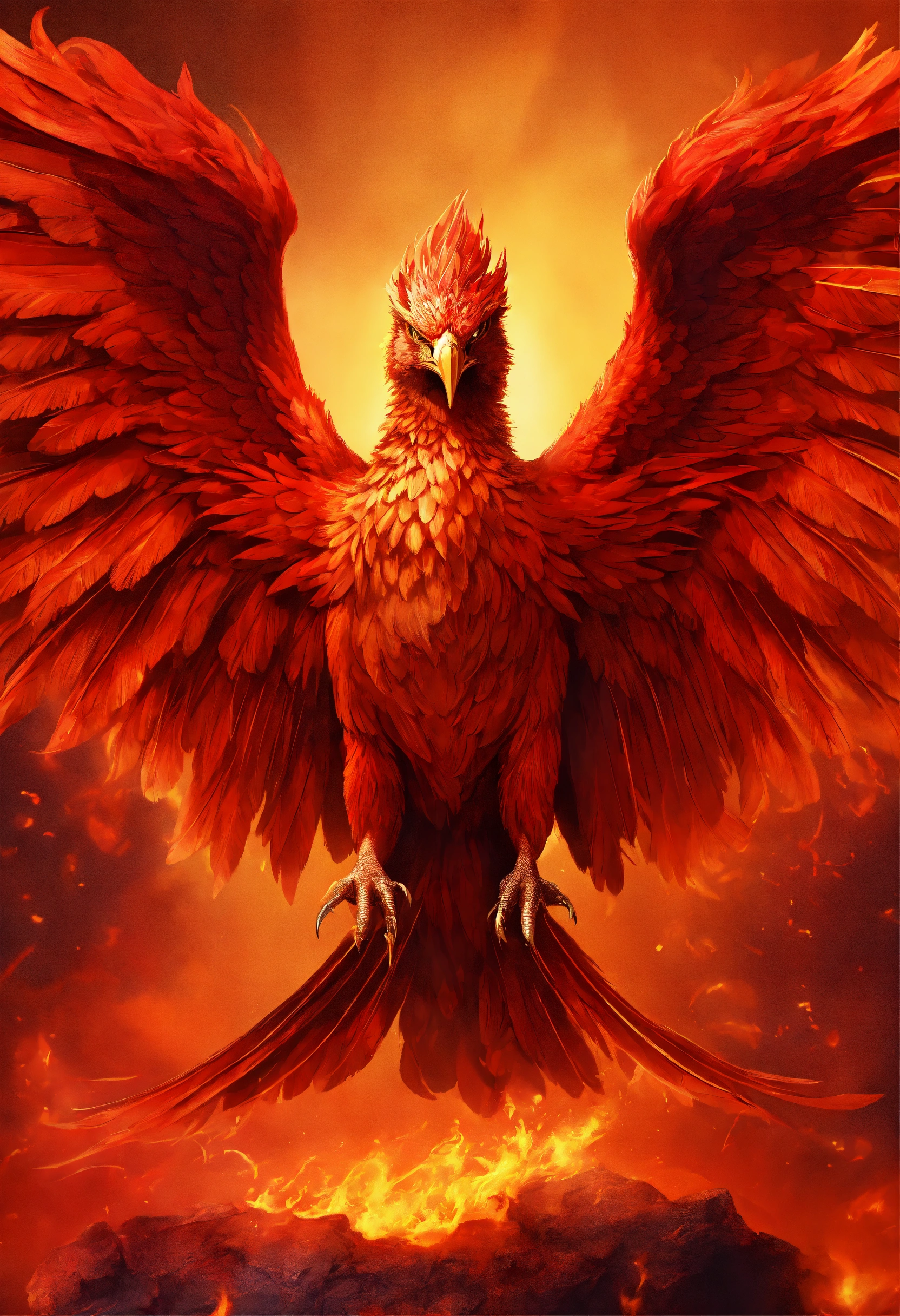 Lexica - Angry phoenix; full body; ultra-realistic; solid vibrant red ...