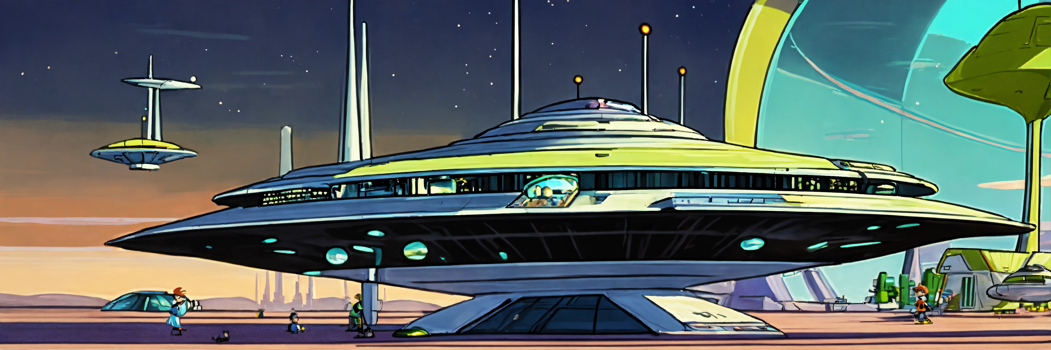 Lexica - Cartoon retrofuturistic moonbase. The Jetsons.