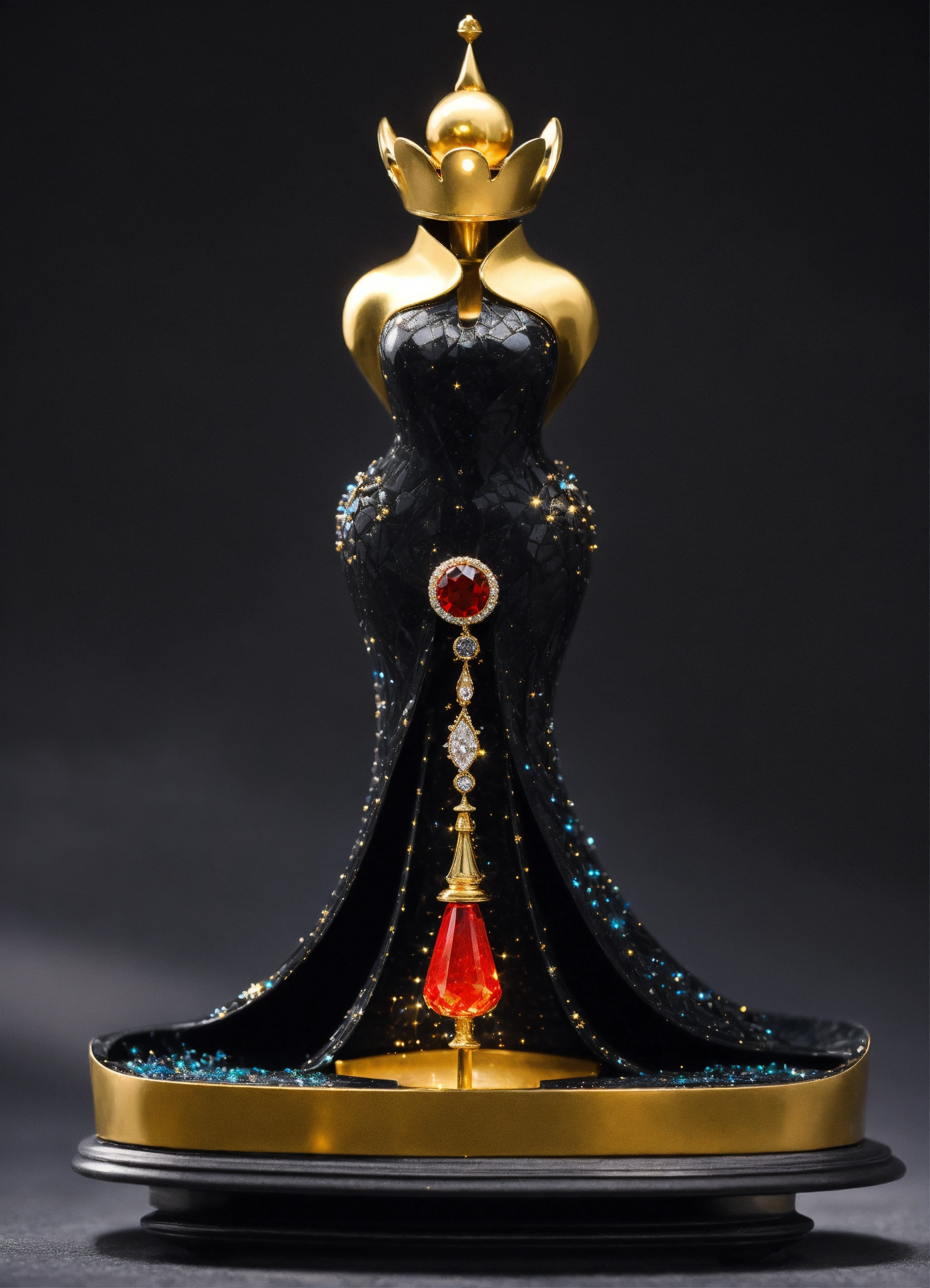 Lexica - Minimalism. Black Solar Queen with long oversized red flowing ...