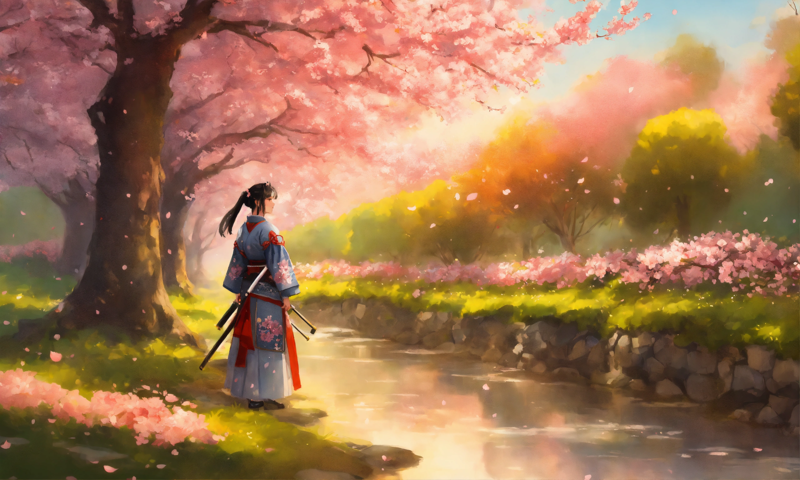 Lexica - IMPRESSIONIST STYLE PAINTING OF A FEMALE SAMURAI WARRIOR OF ...
