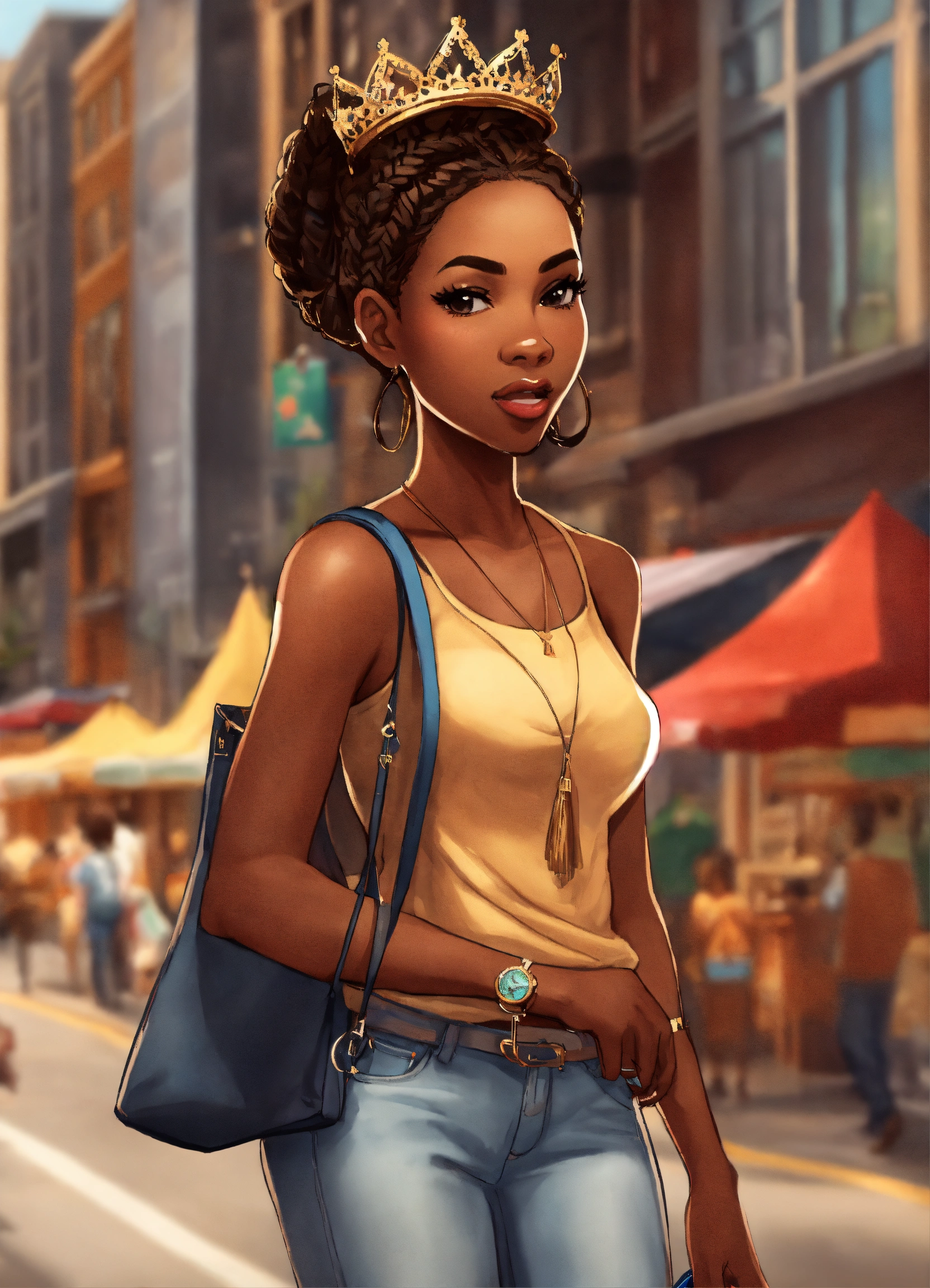 Lexica - Digital Illustration of a sassy Chibi African American woman ...