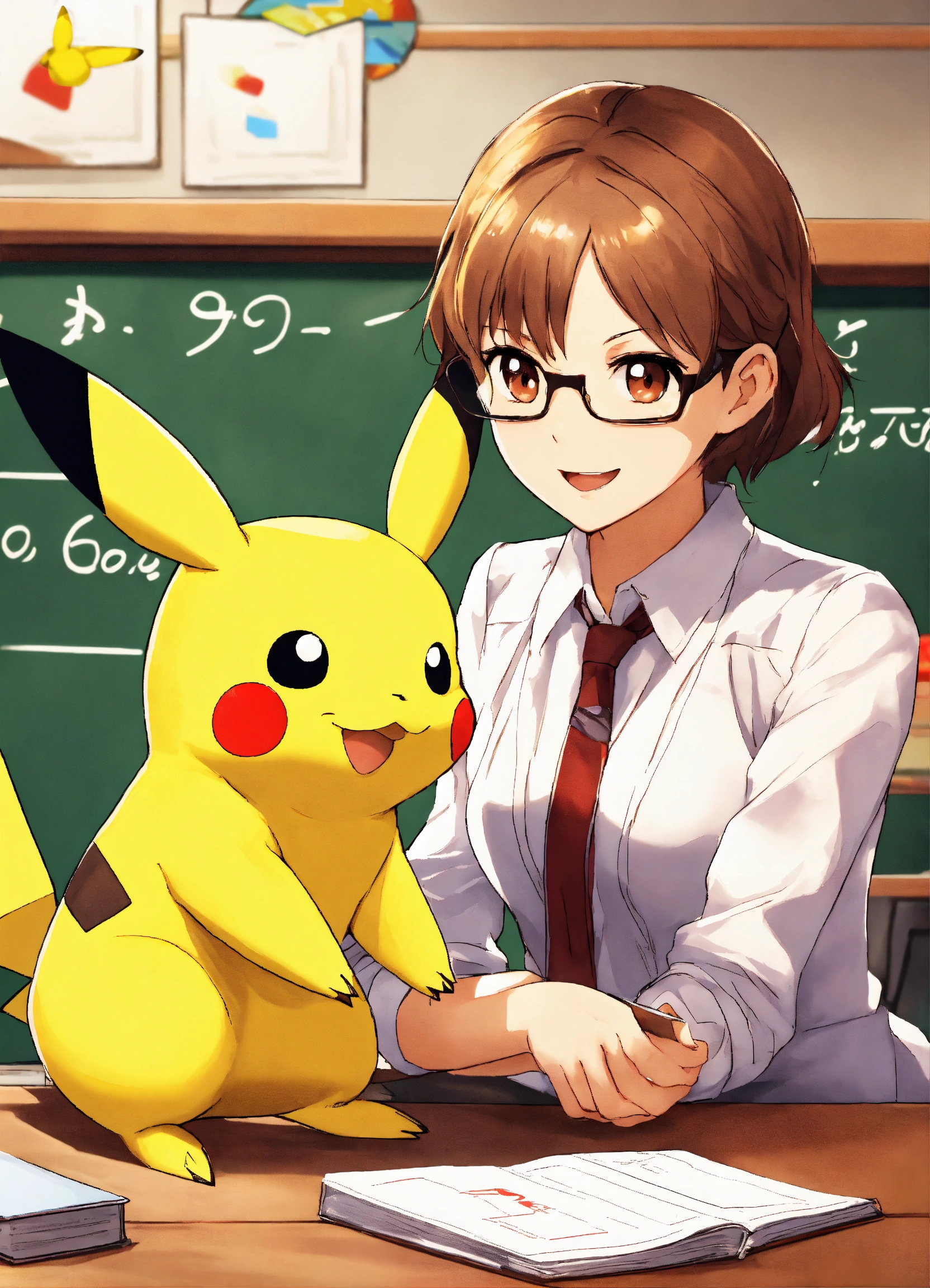 Lexica - PIKACHU LIKE TEACHER WITH IN FUTURE SCHOOL